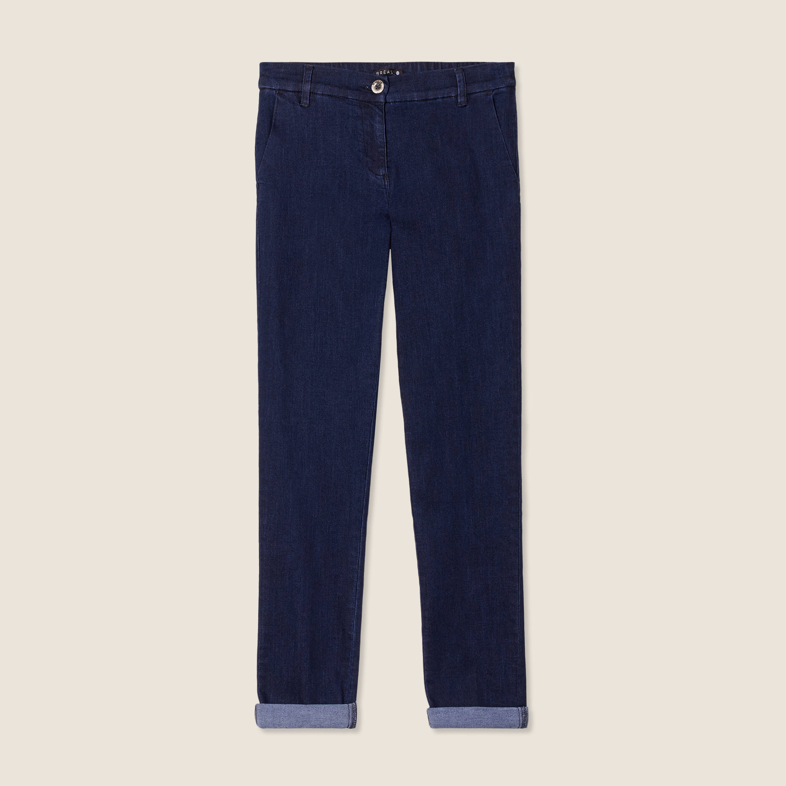 Jean ajusté taille basse denim brut femme | Vibs