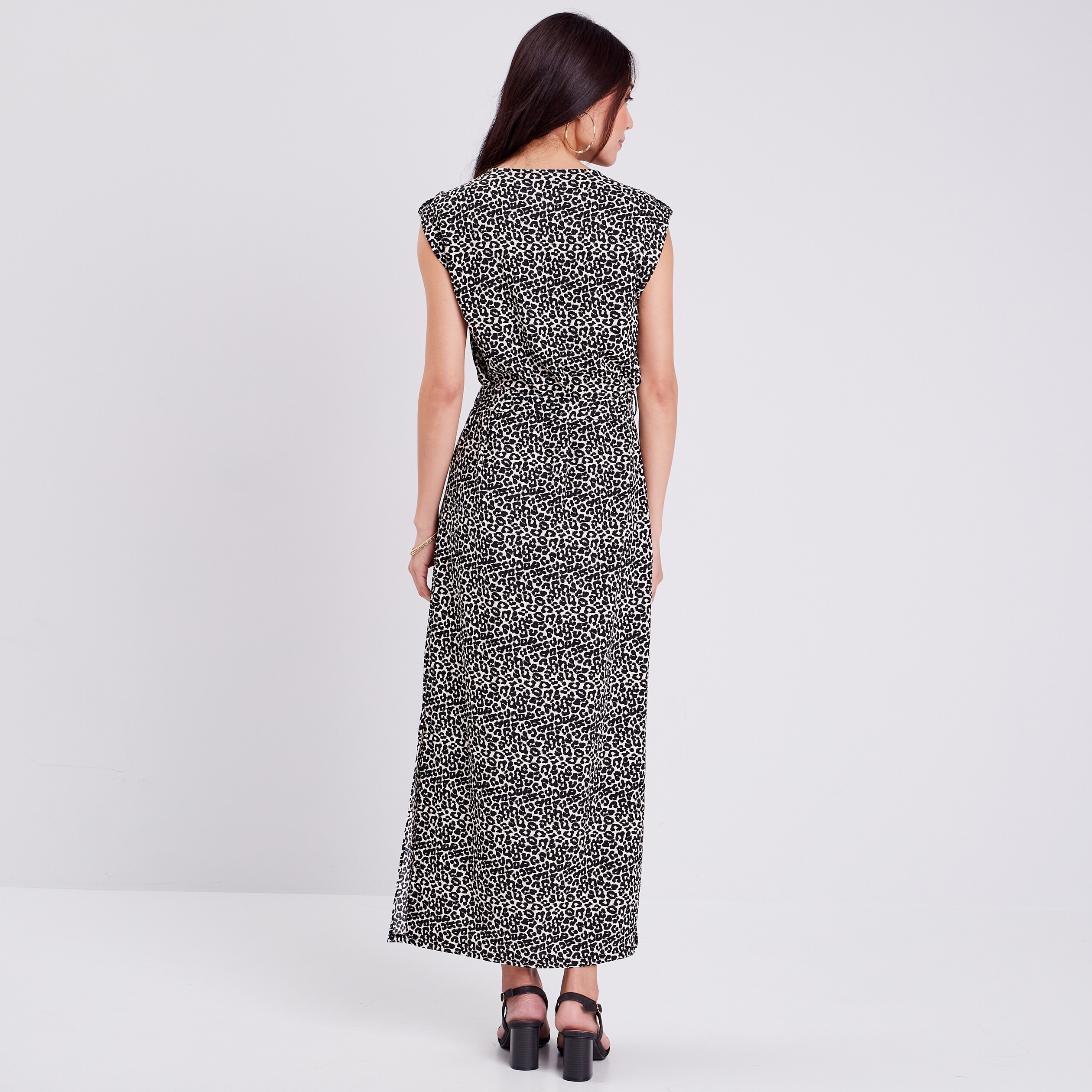 Robe longue droite fendue noir femme | Vibs