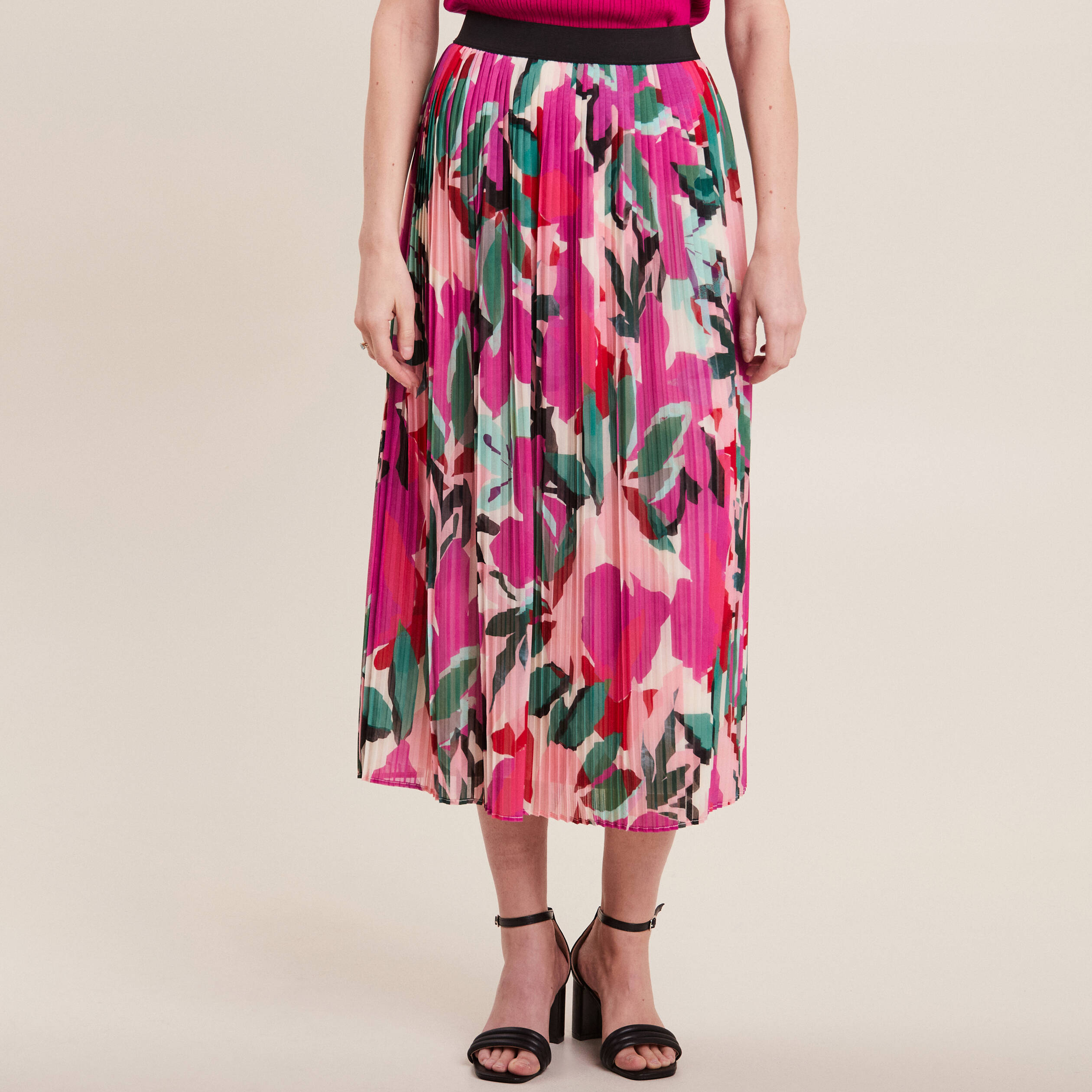 Jupe longue droite plissée multicolore femme | Vibs