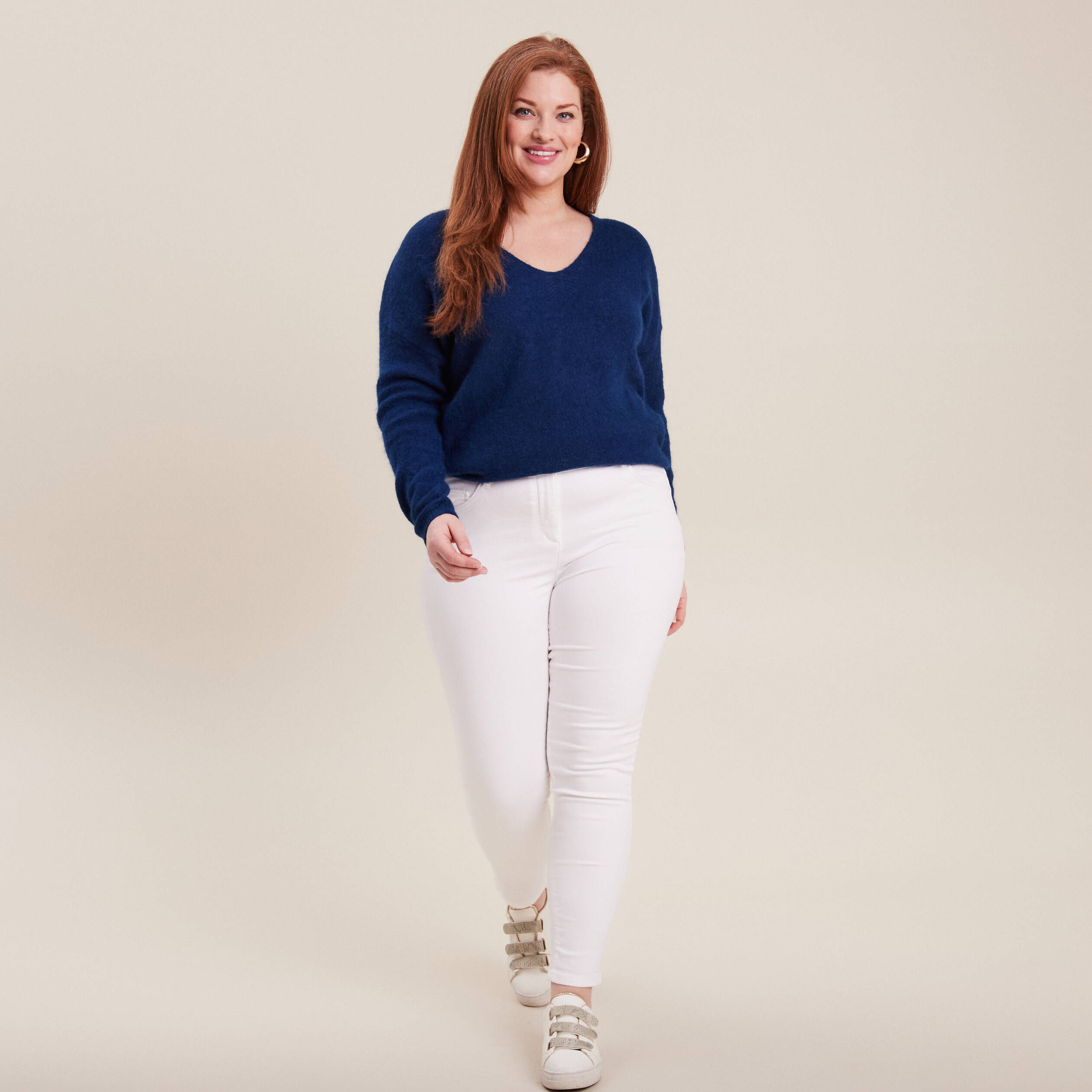 Pull manches longues bleu marine femme | Vibs