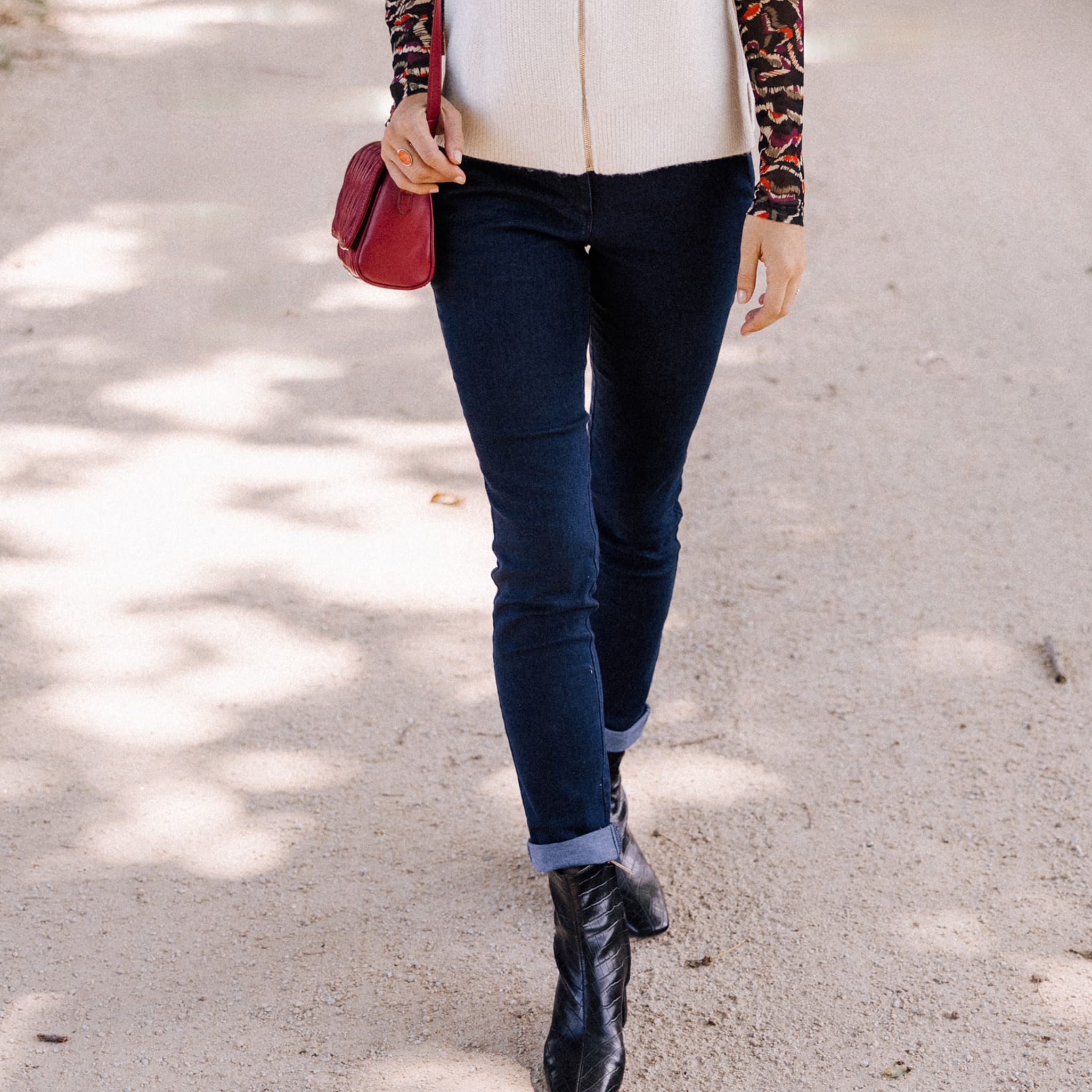 Jean ajusté taille basse denim brut femme | Vibs