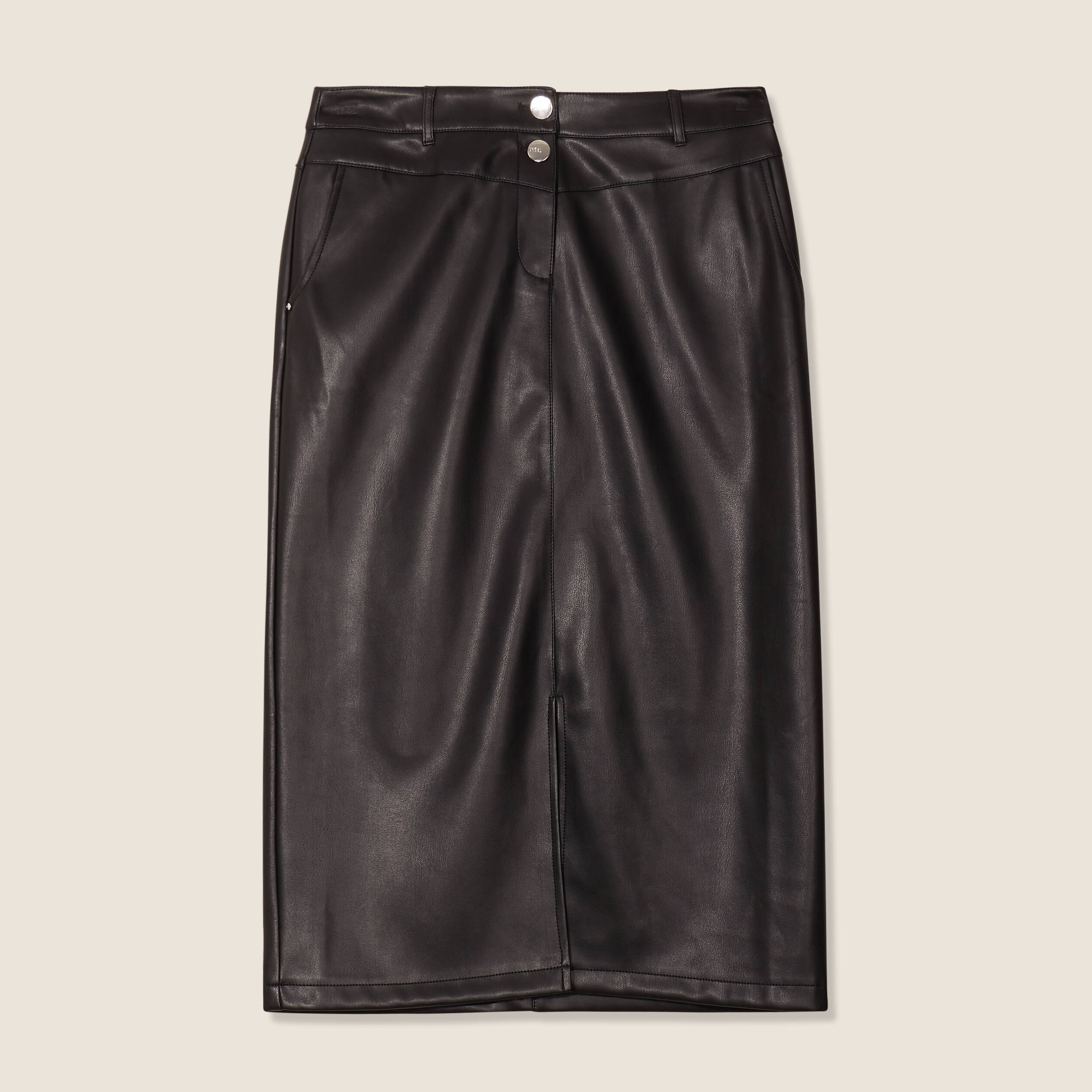 Jupe crayon simili cuir noir femme | Vibs