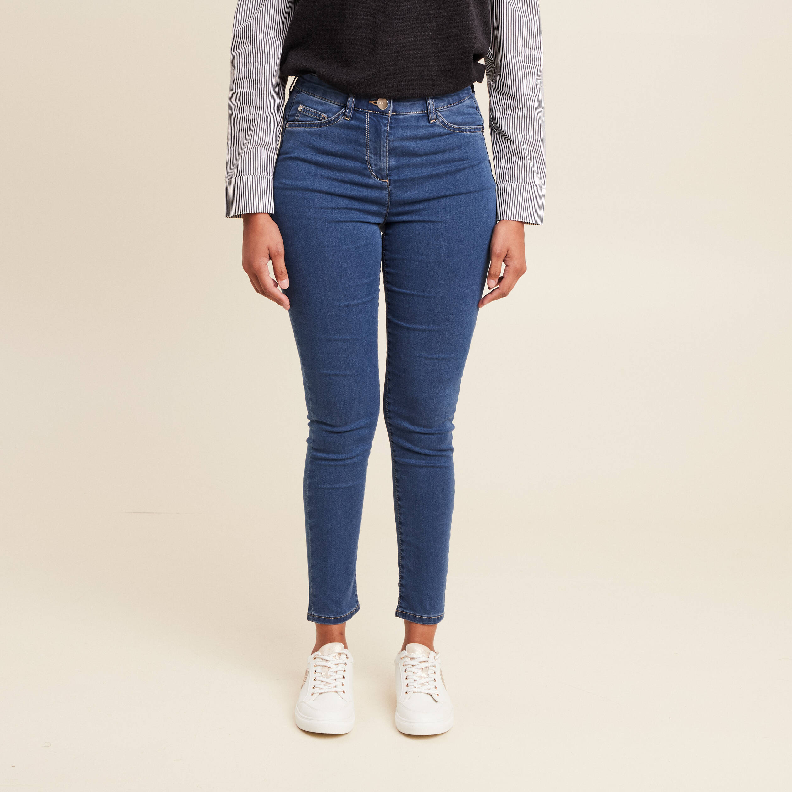 Jeans léger taille standard 7/8ème denim double stone femme | Vibs
