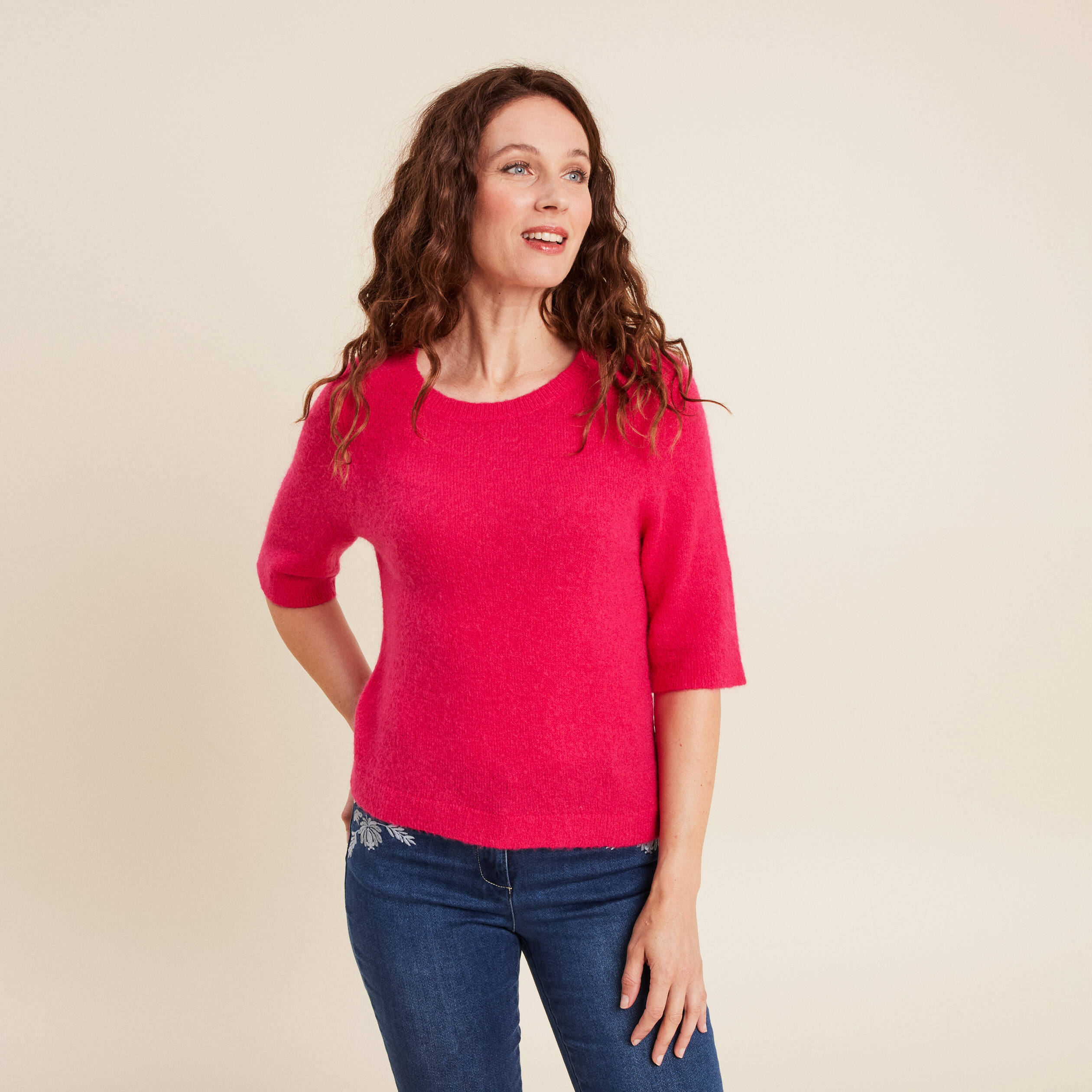 Pull col bateau rose femme | Vibs