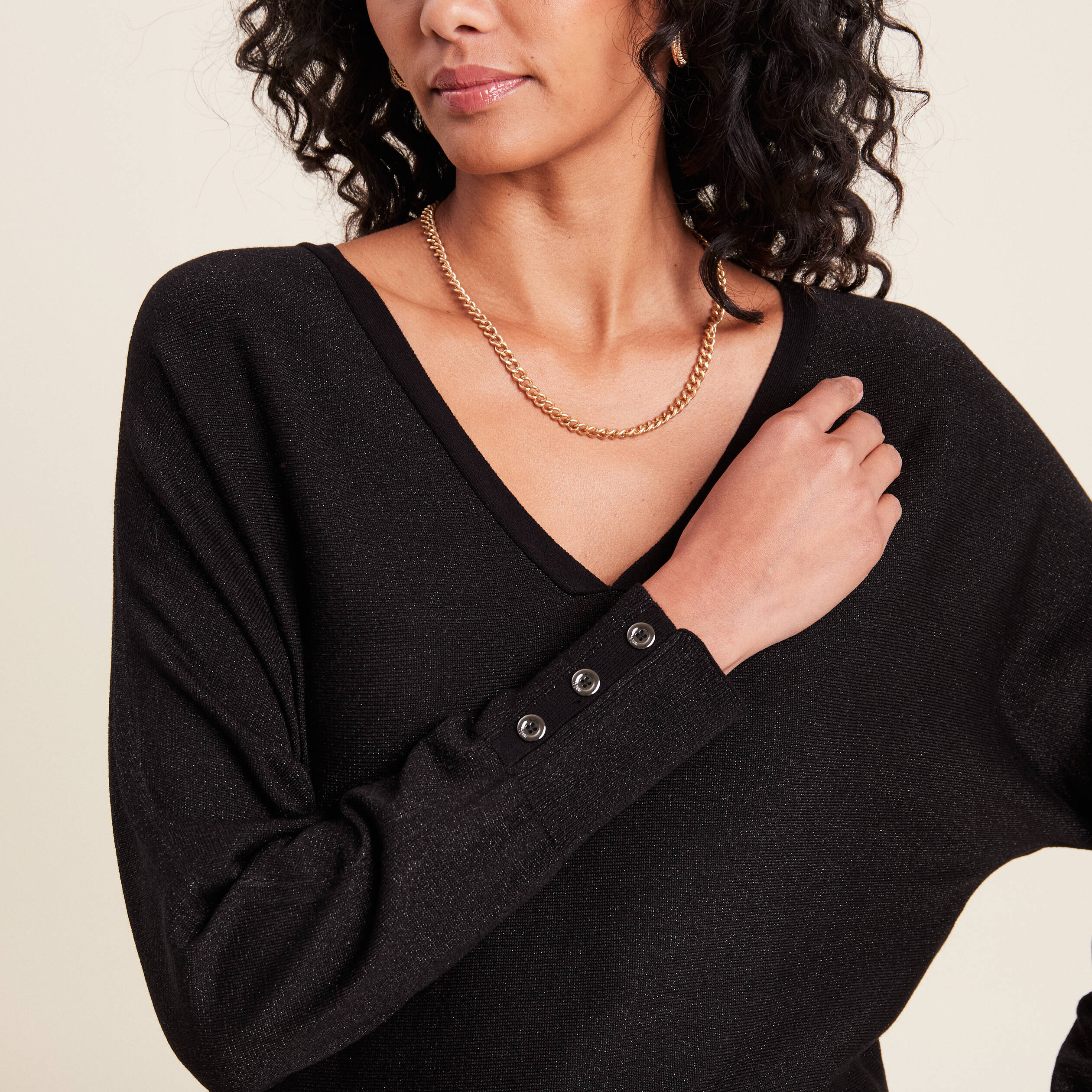 Pull manches longues noir femme | Vibs