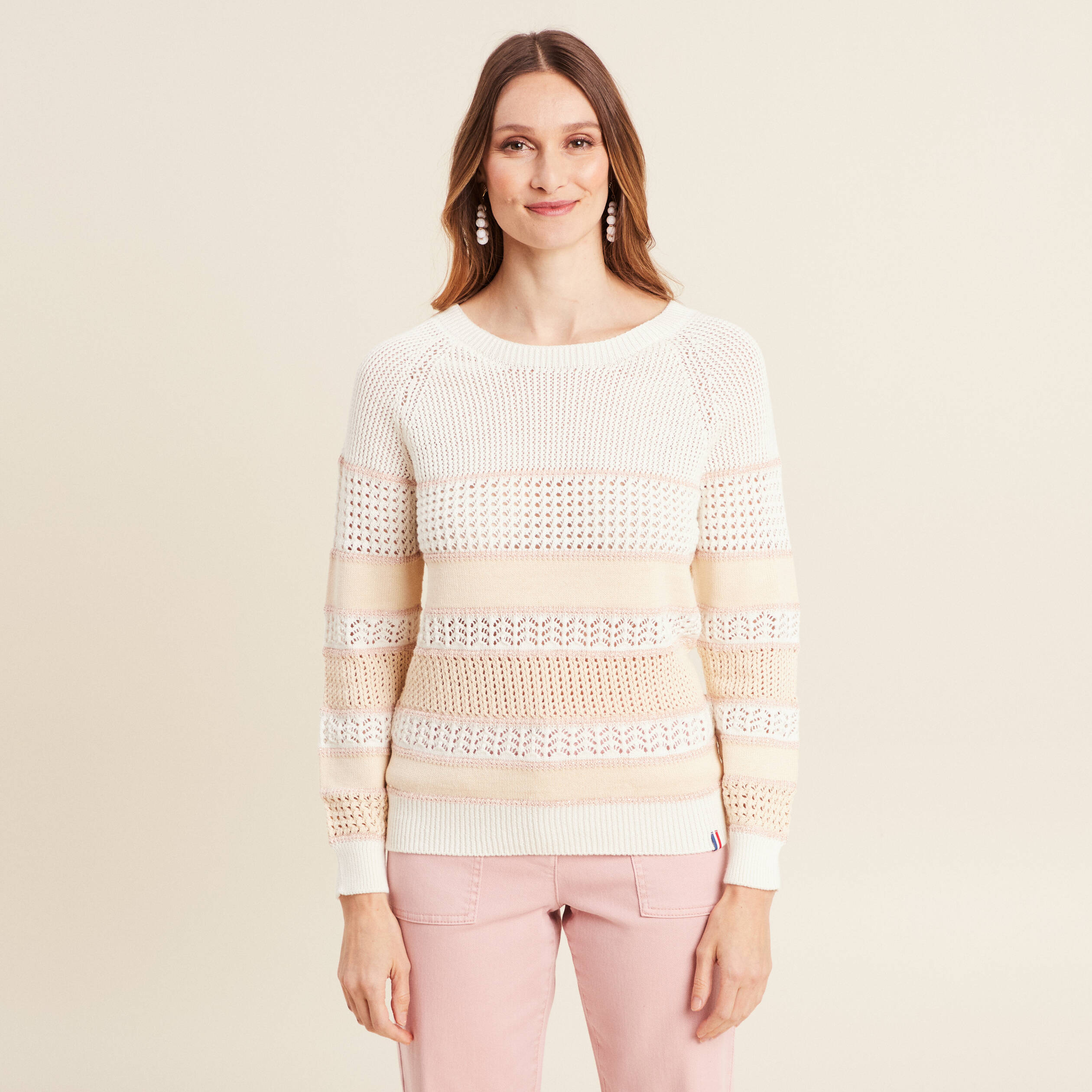 Pull manches longues beige femme | Vibs