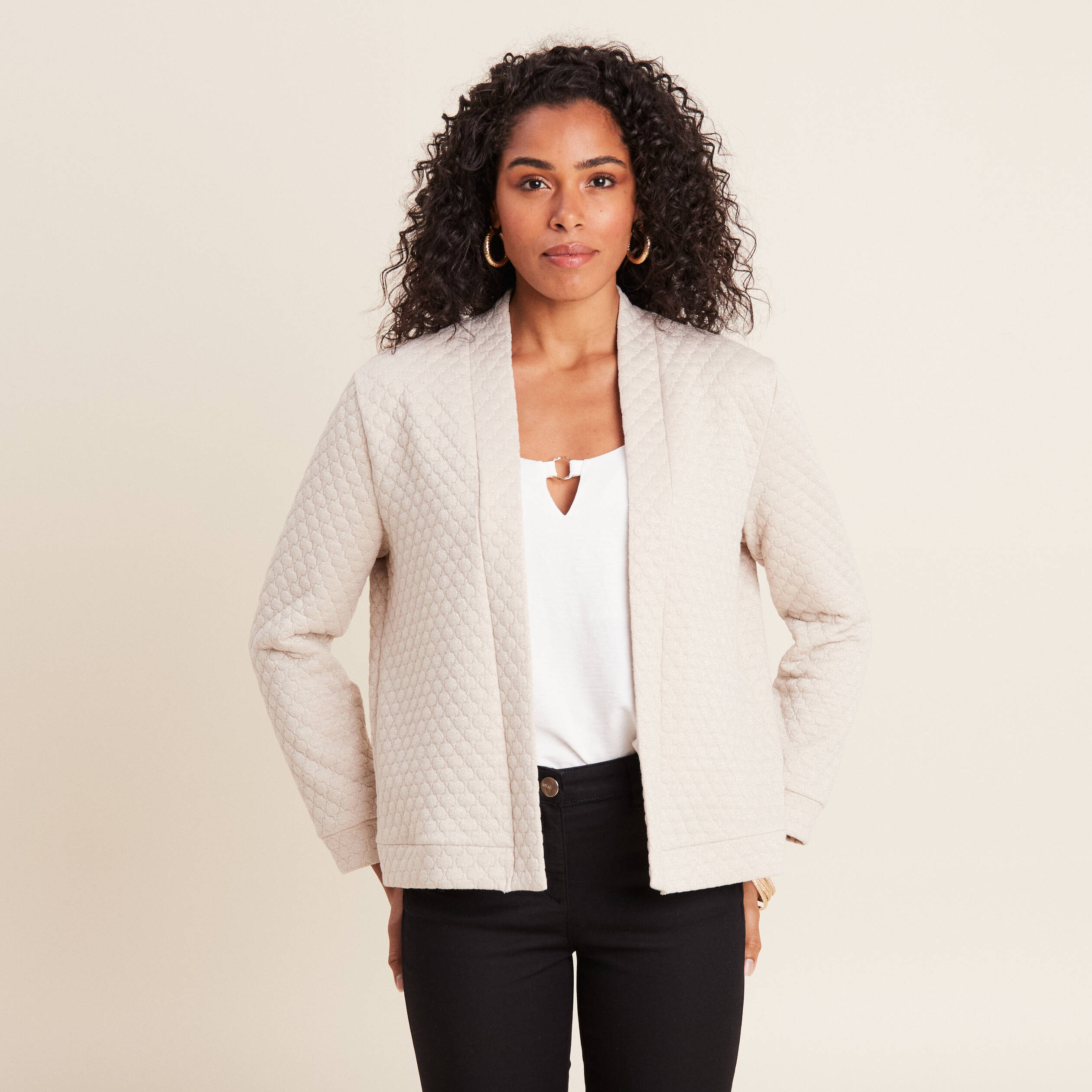 Veste matelassée beige femme | Vibs