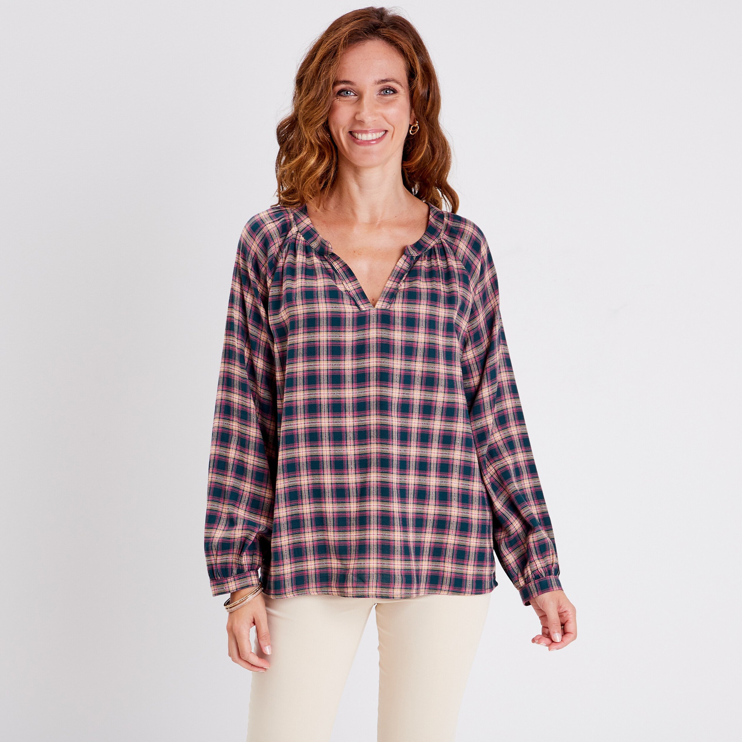 Blouse manches longues rouge femme | Vibs