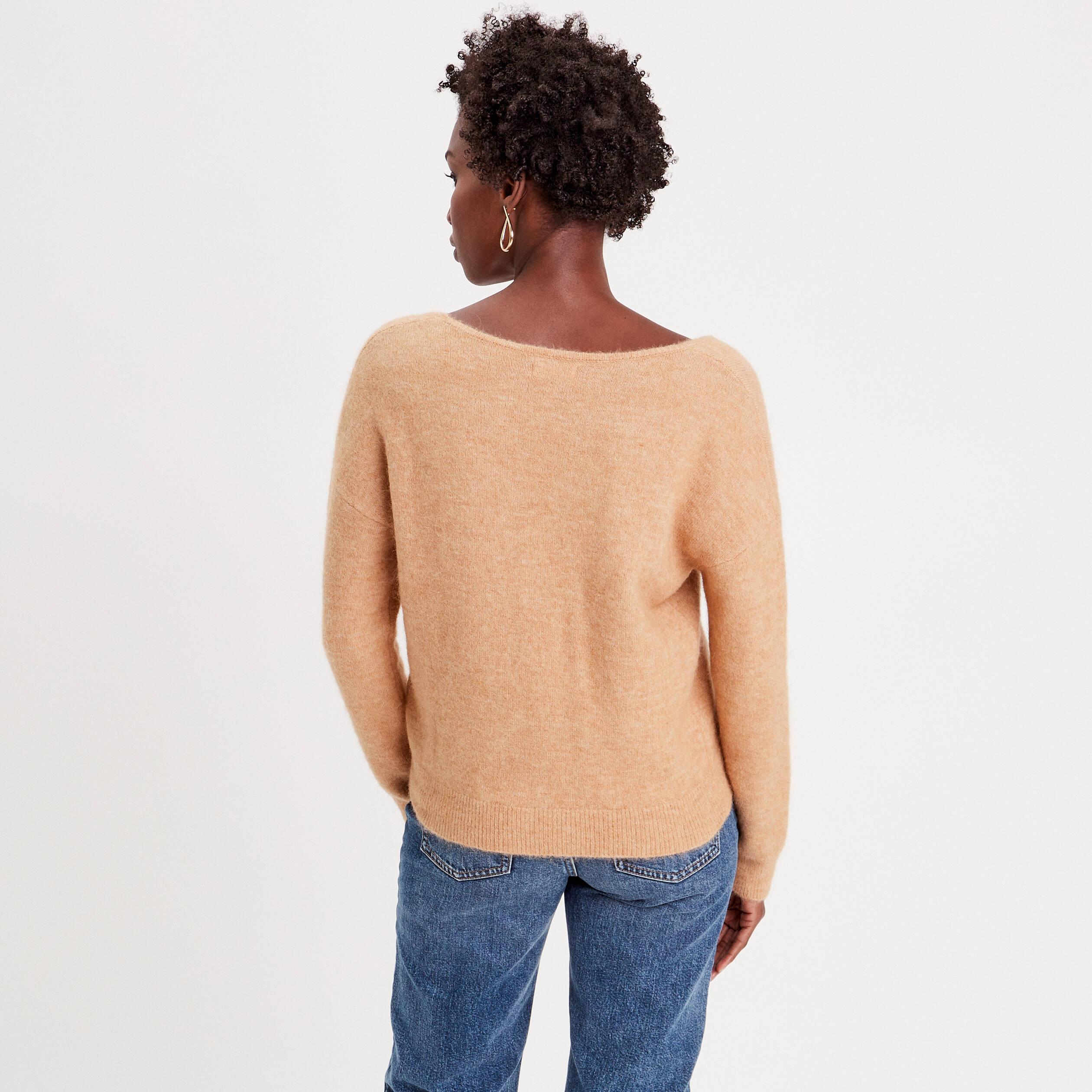 Pull avec col en V beige femme | Vibs