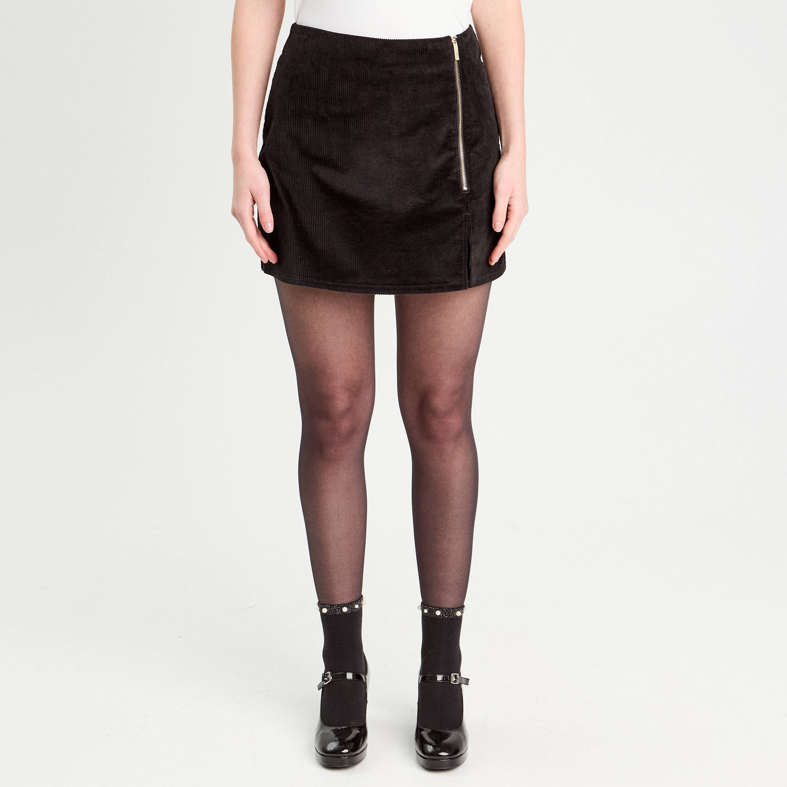 Jupe-short moulante velours noir femme | Vibs