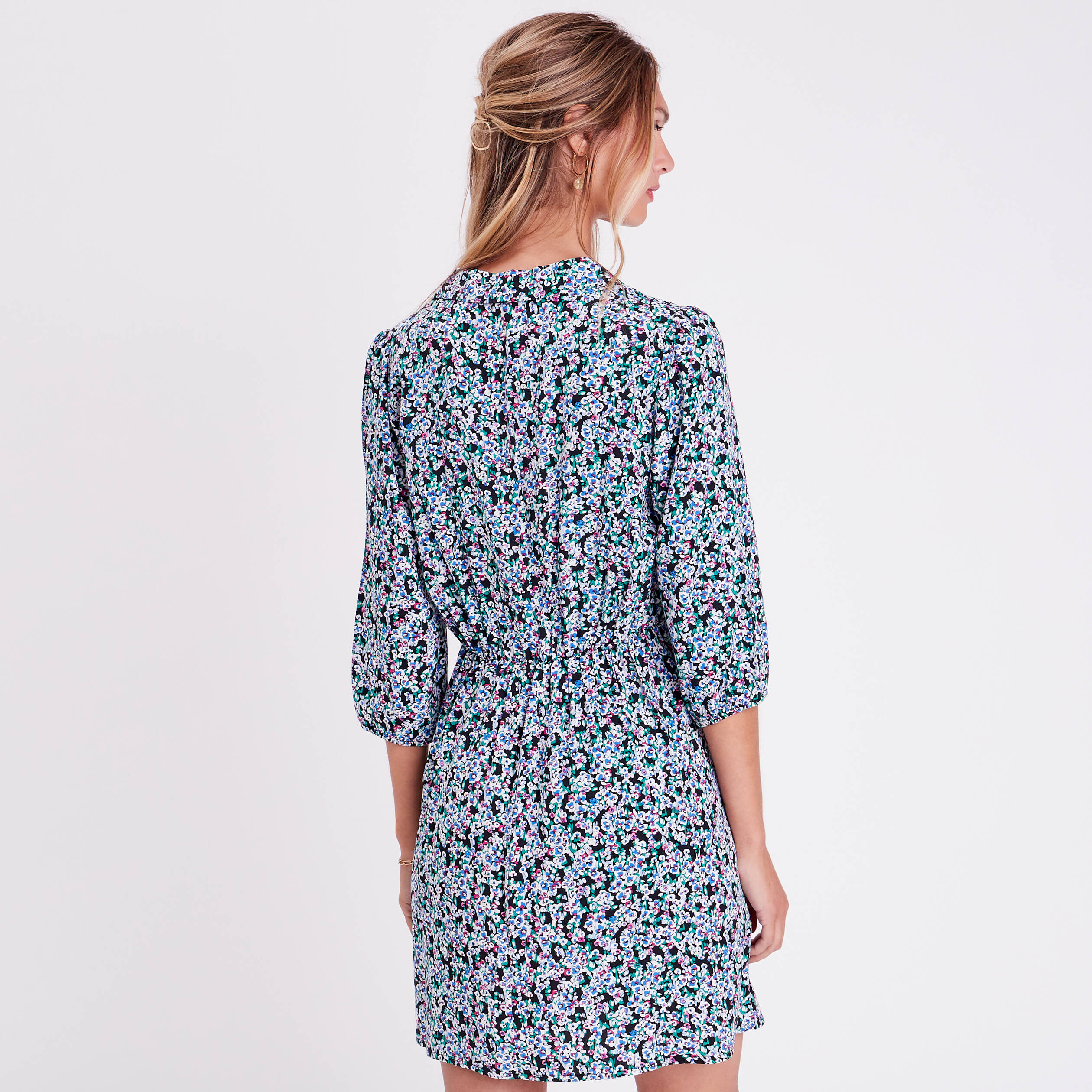 Robe évasée fluide noir femme | Vibs
