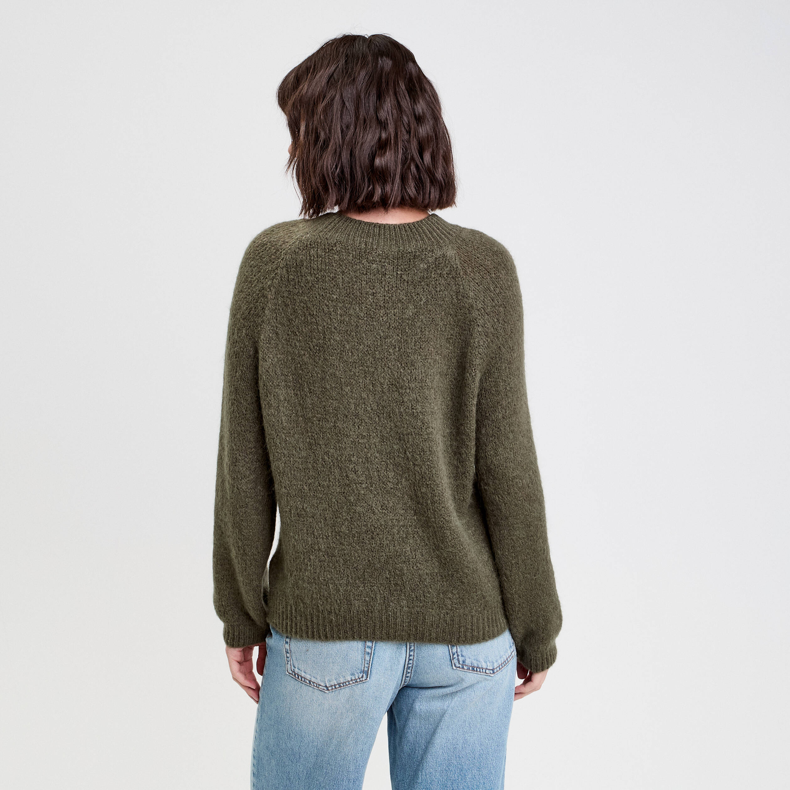 Pull manches longues vert kaki femme | Vibs