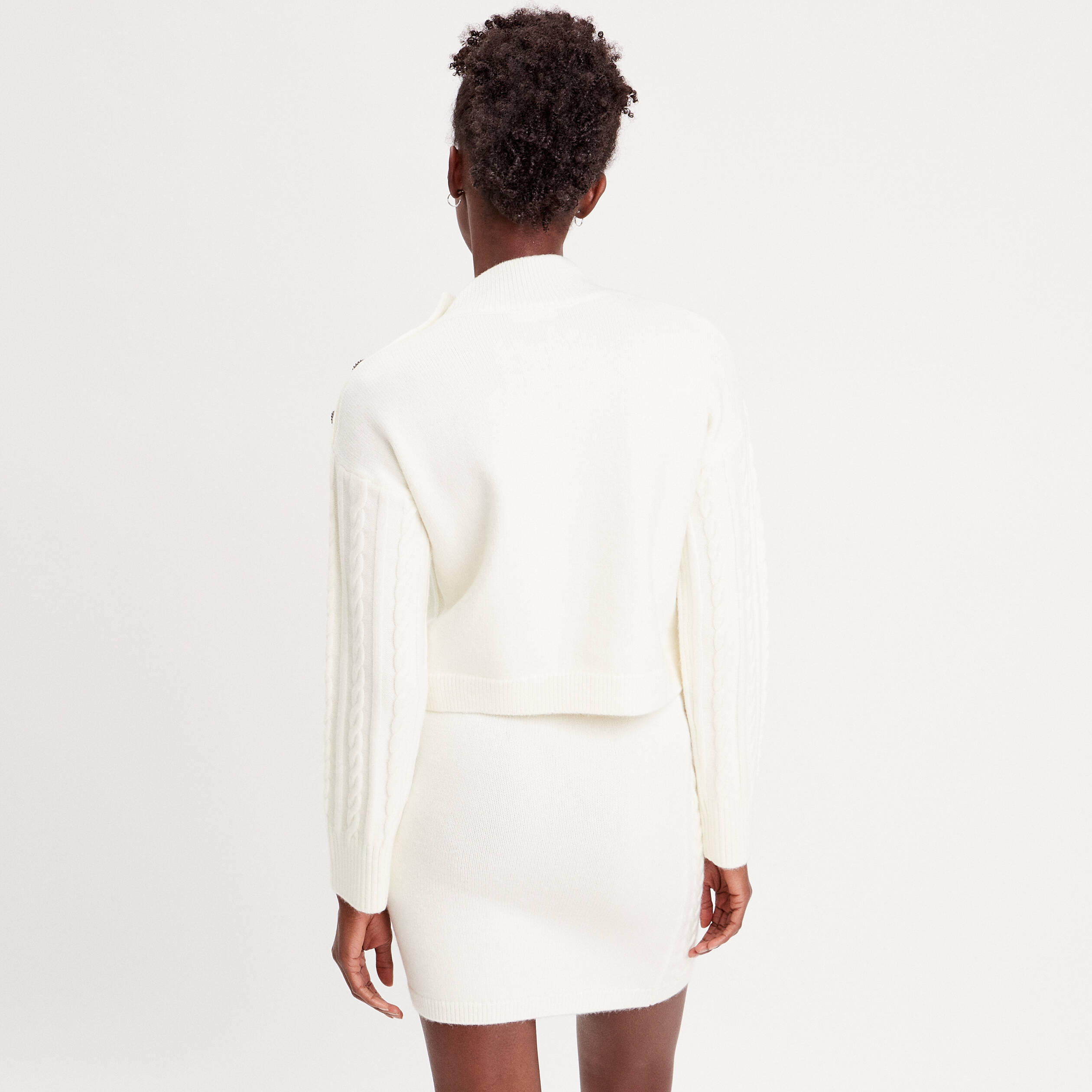 Pull col montant boutons ecru femme | Vibs