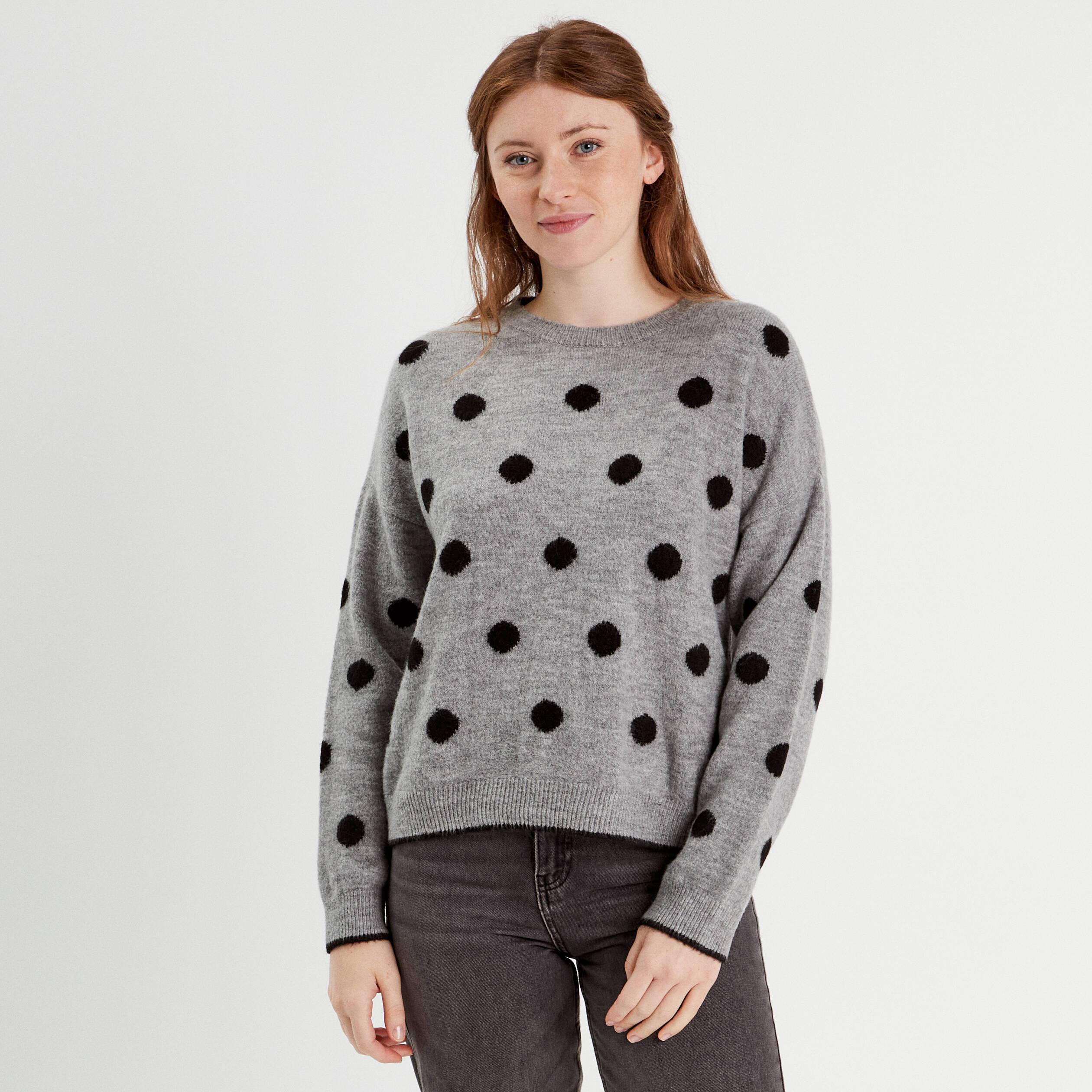 Pull manches longues gris foncé femme | Vibs