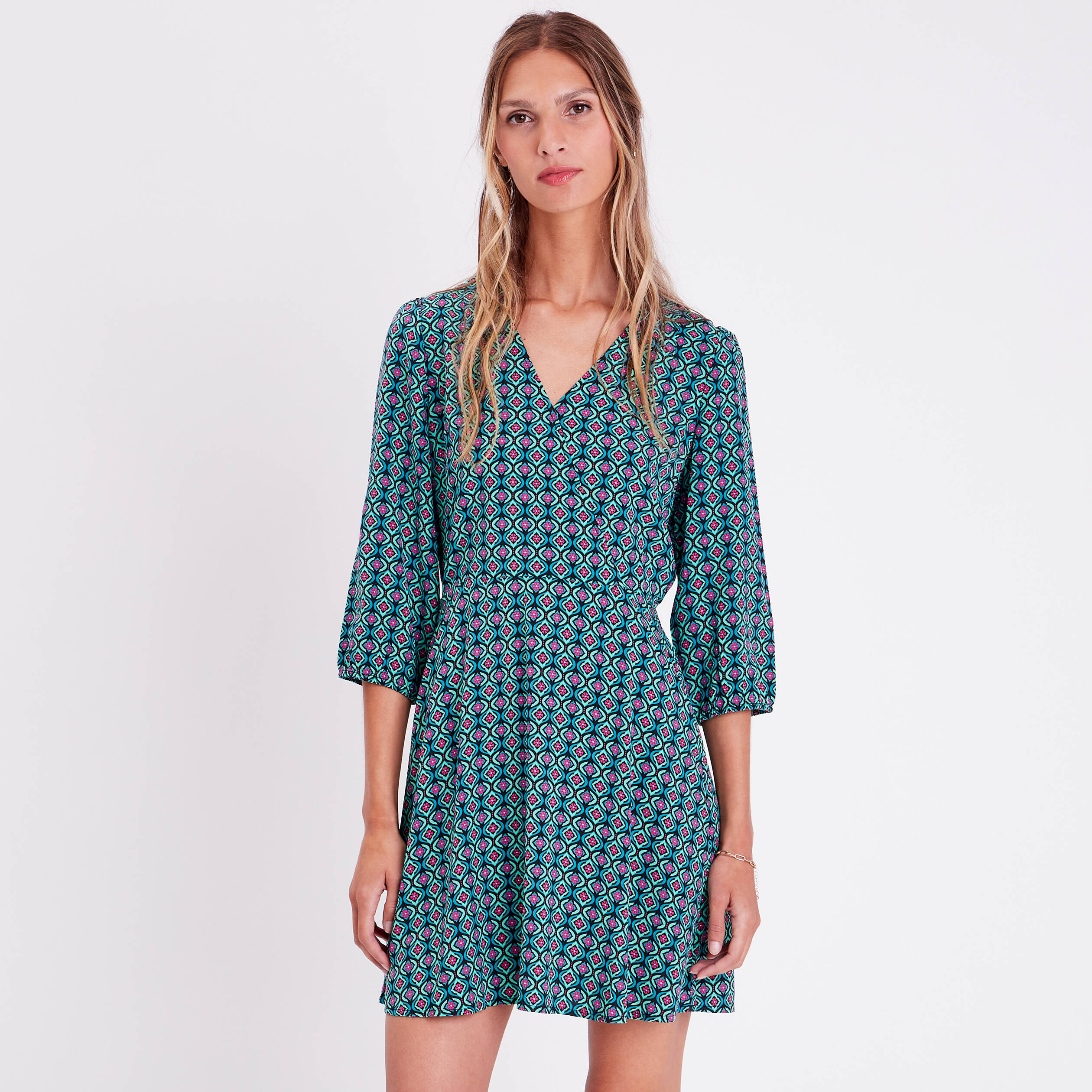 Robe évasée fluide vert femme | Vibs