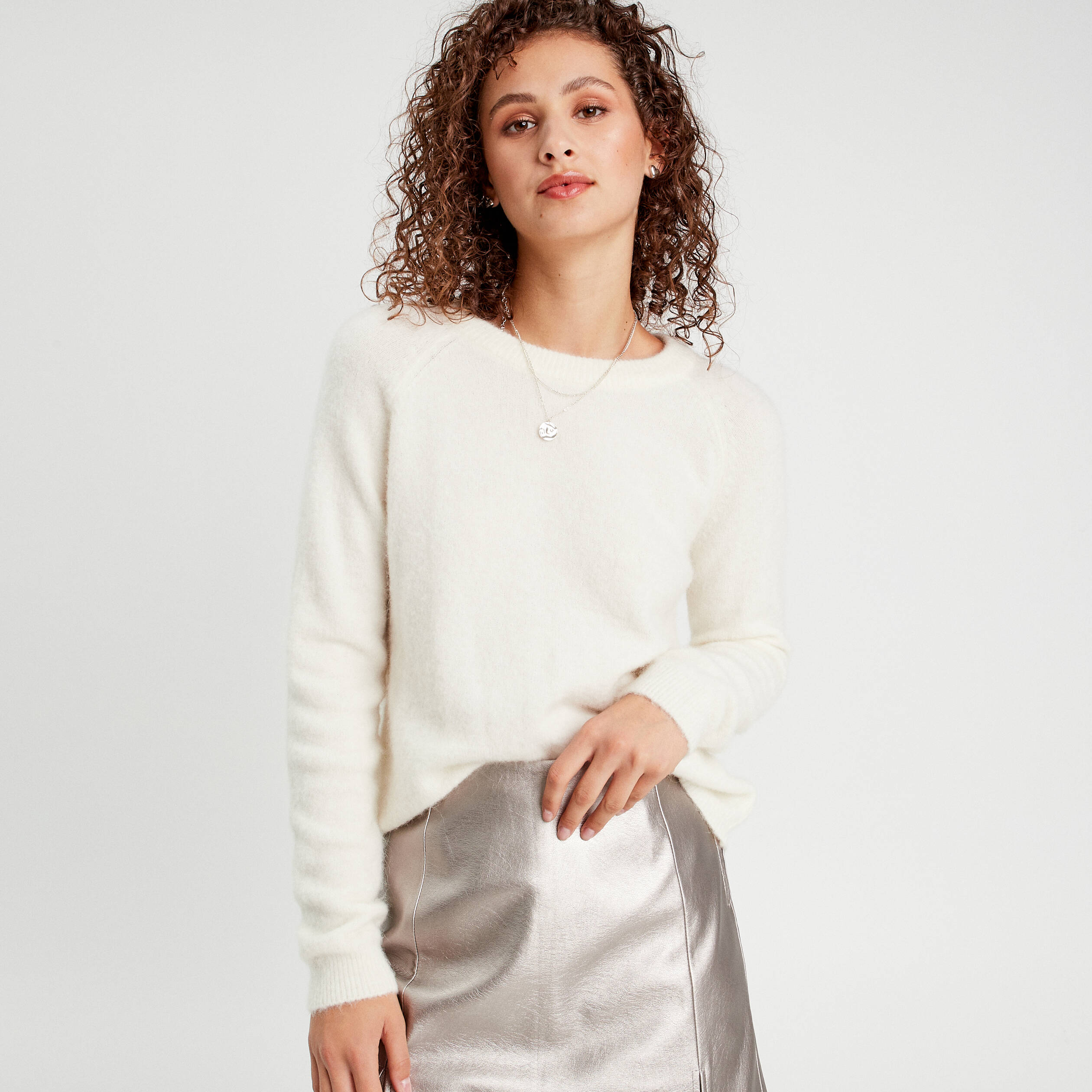 Pull manches longues ecru femme | Vibs