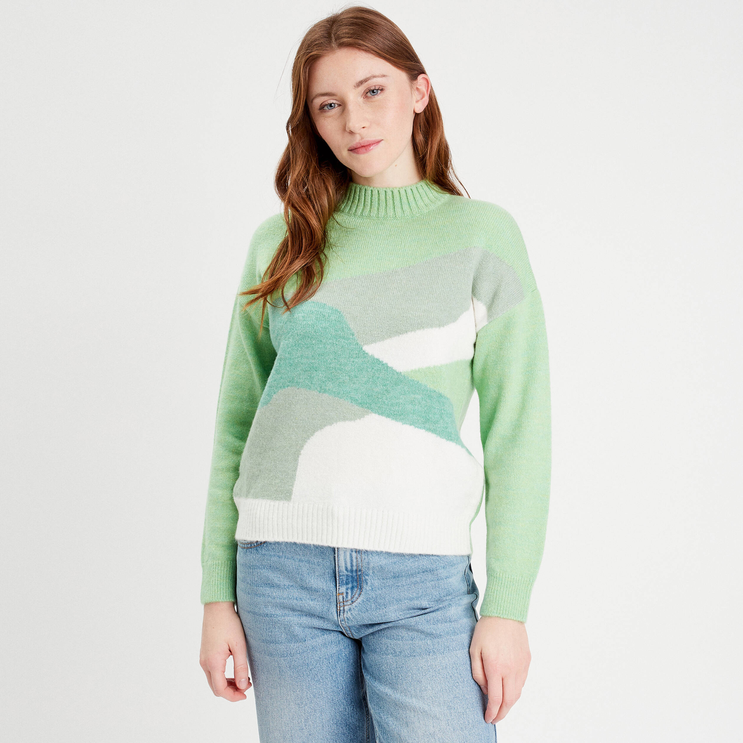 Pull col montant multicolore femme | Vibs