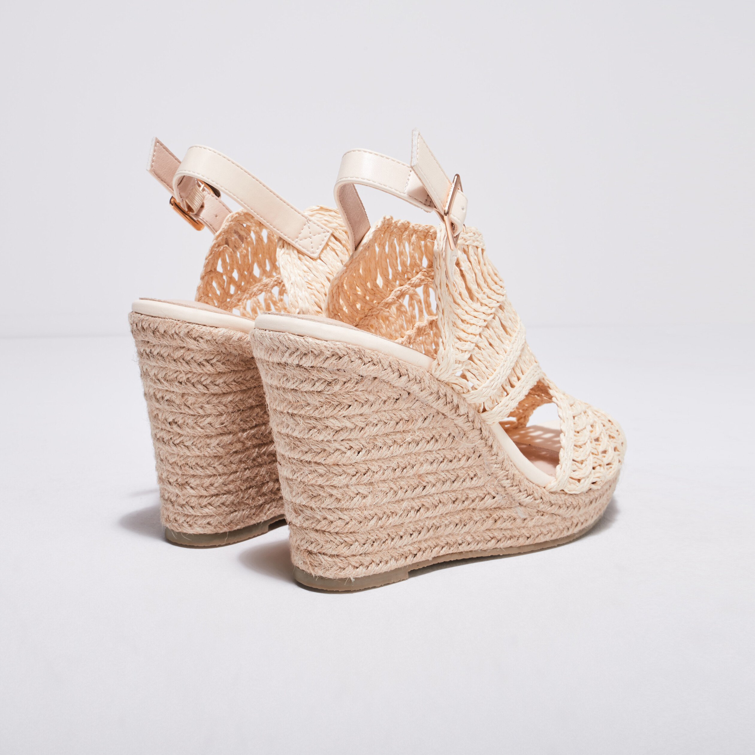 Sandales avec talons compensés ivoire femme | Vibs