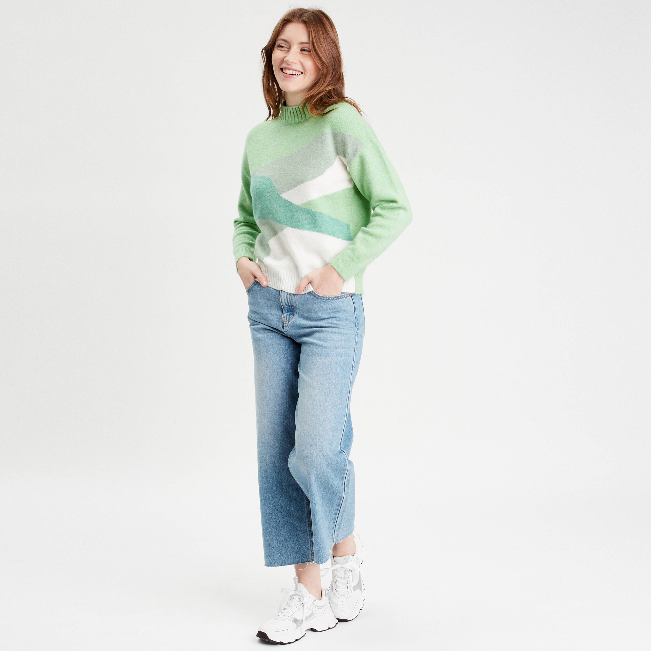 Pull col montant multicolore femme | Vibs