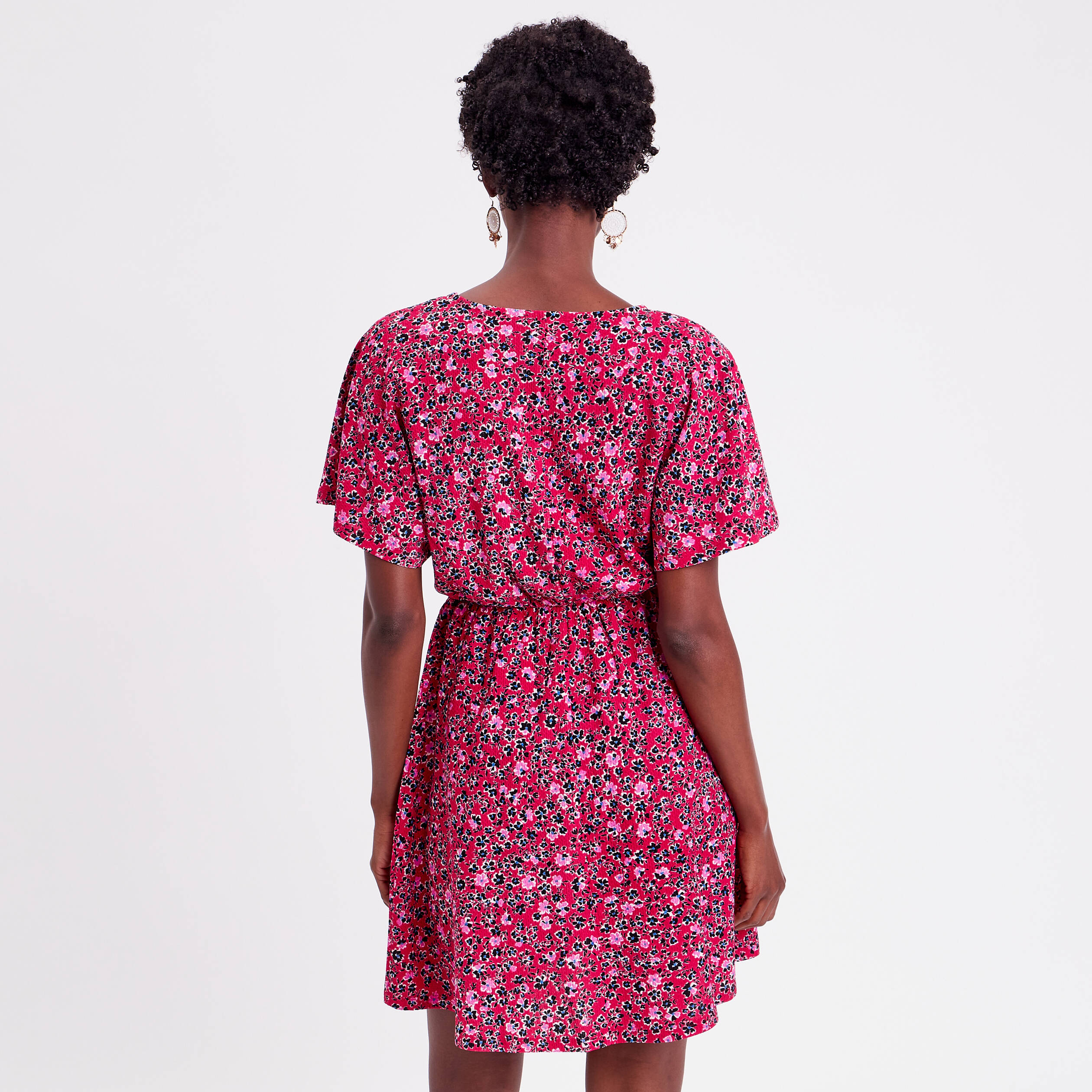 Robe évasée col en V rouge femme | Vibs