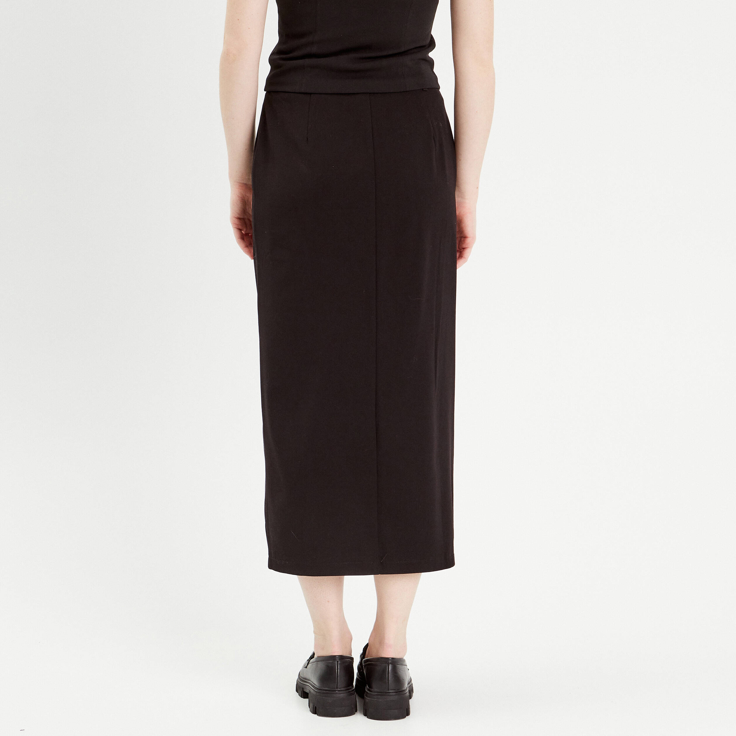 Jupe longue droite fendue noir femme | Vibs