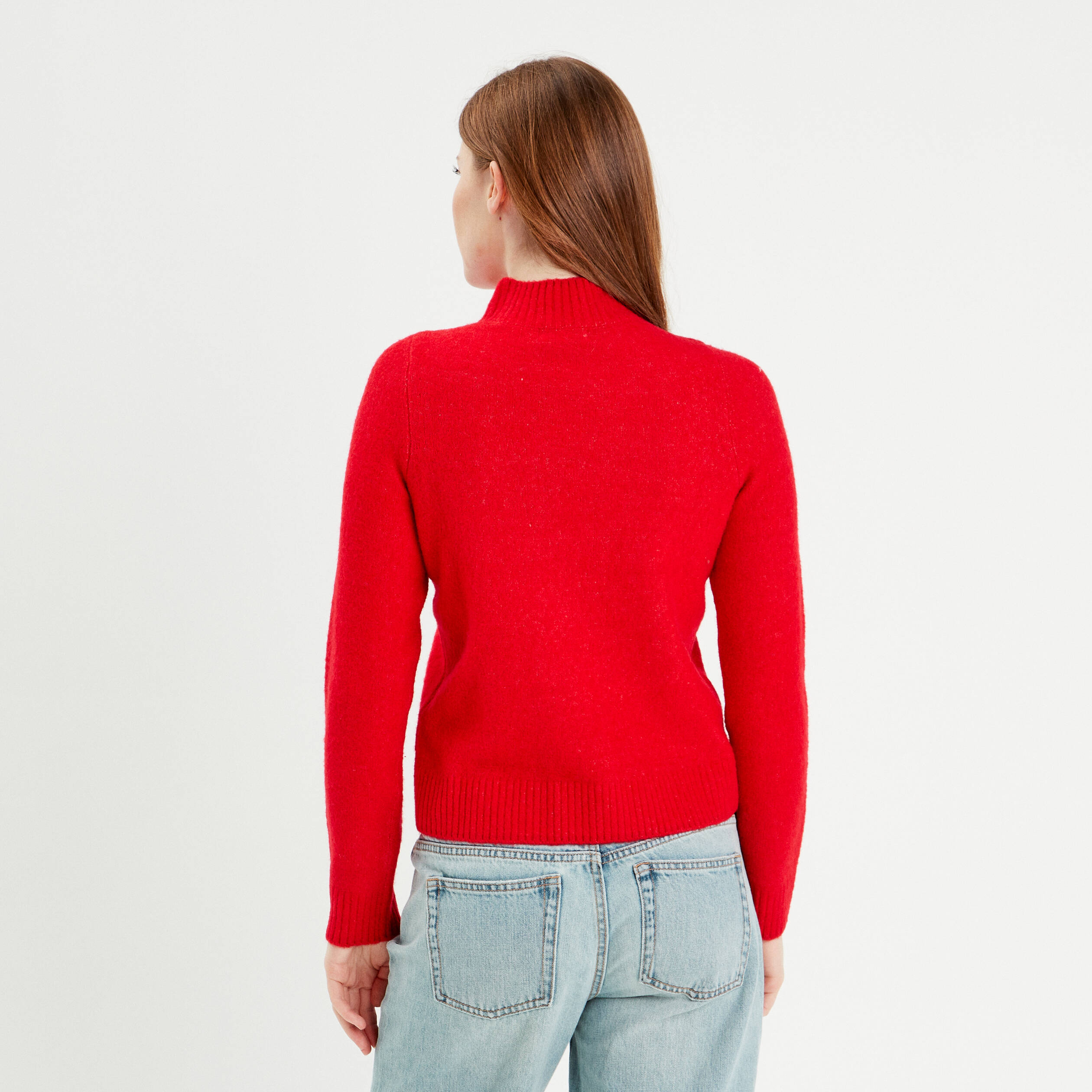 Pull col montant rouge femme | Vibs