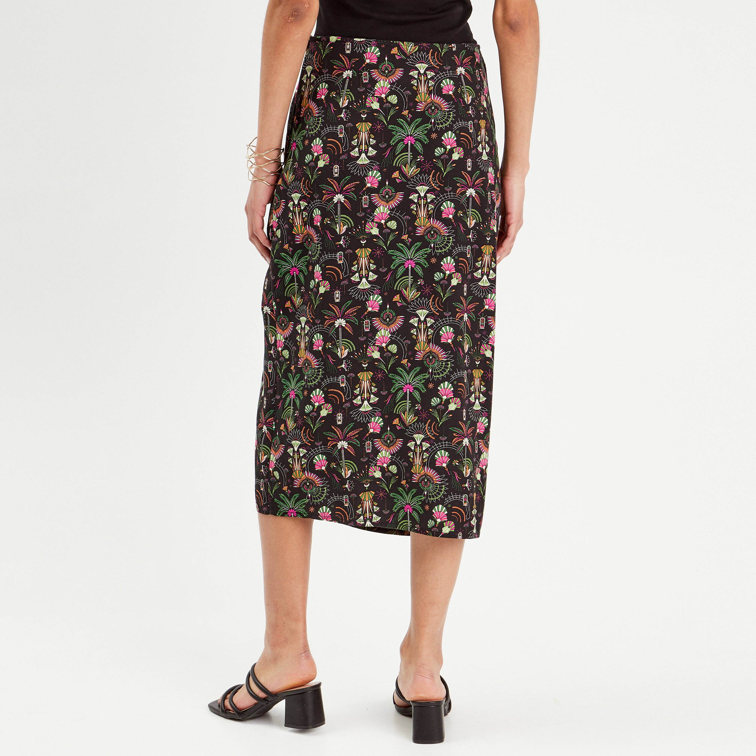 Jupe droite fendue noir femme | Vibs