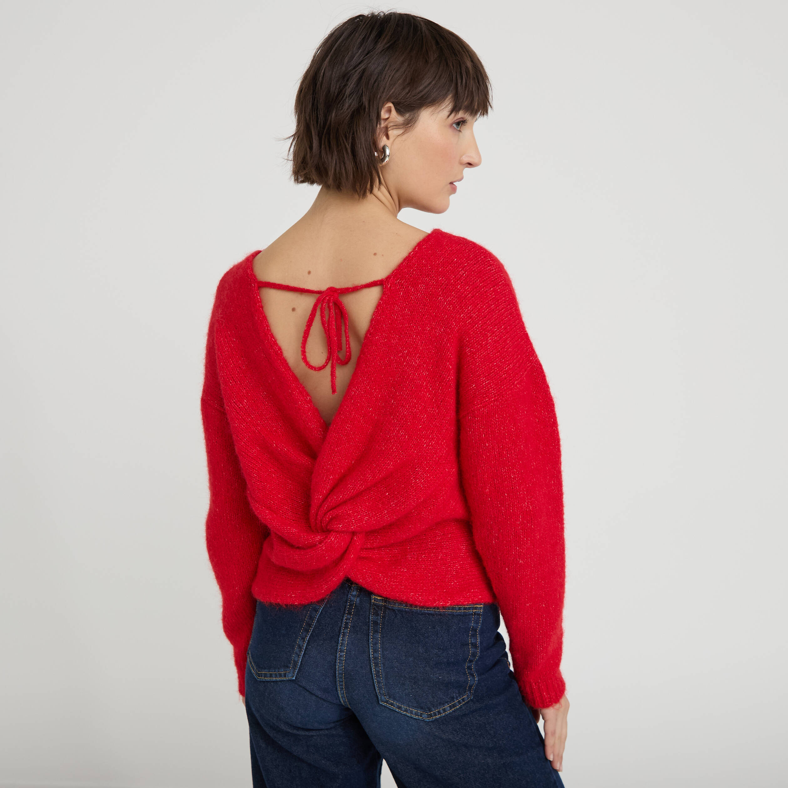Pull décolleté dos rouge femme | Vibs