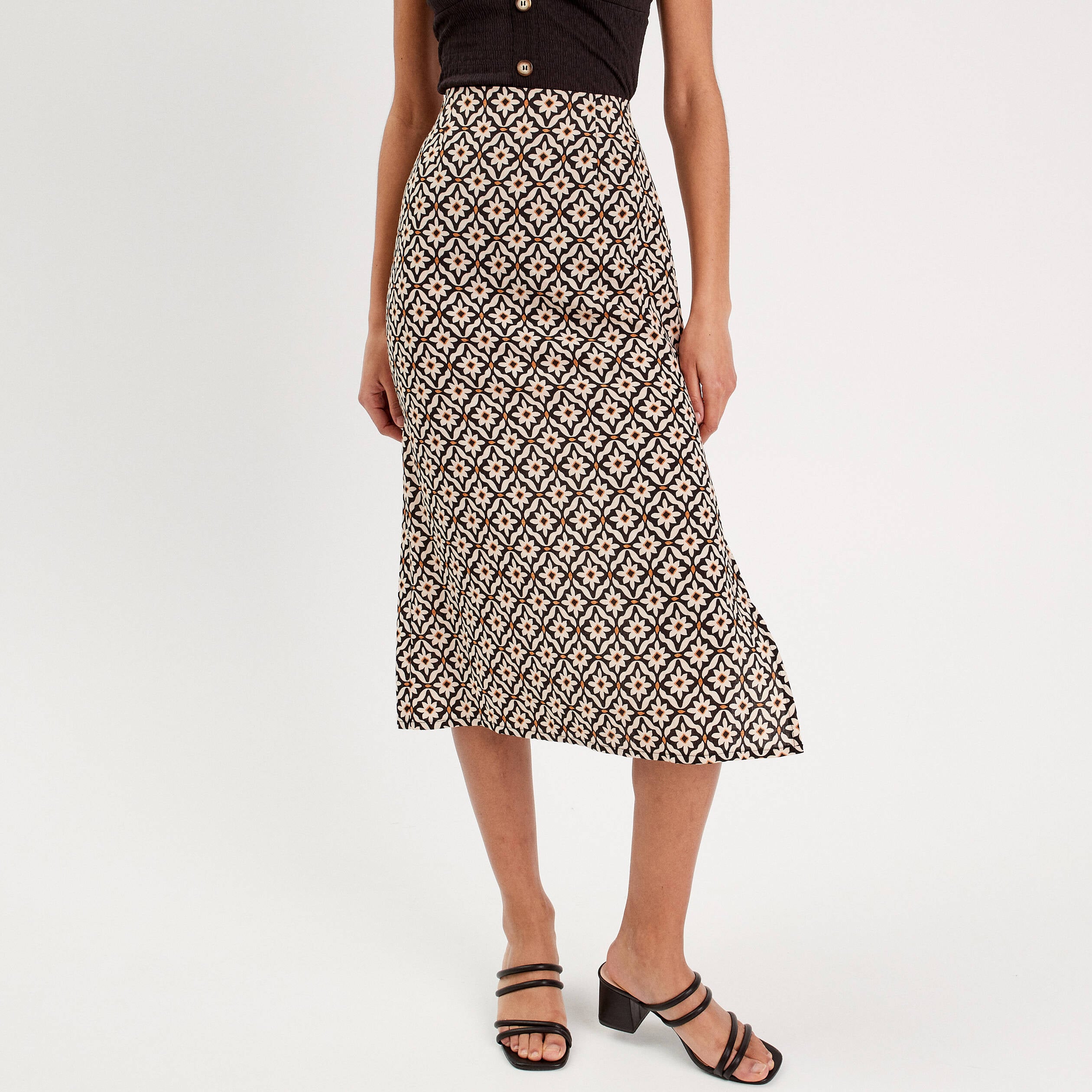 Jupe midi évasée blanc femme | Vibs
