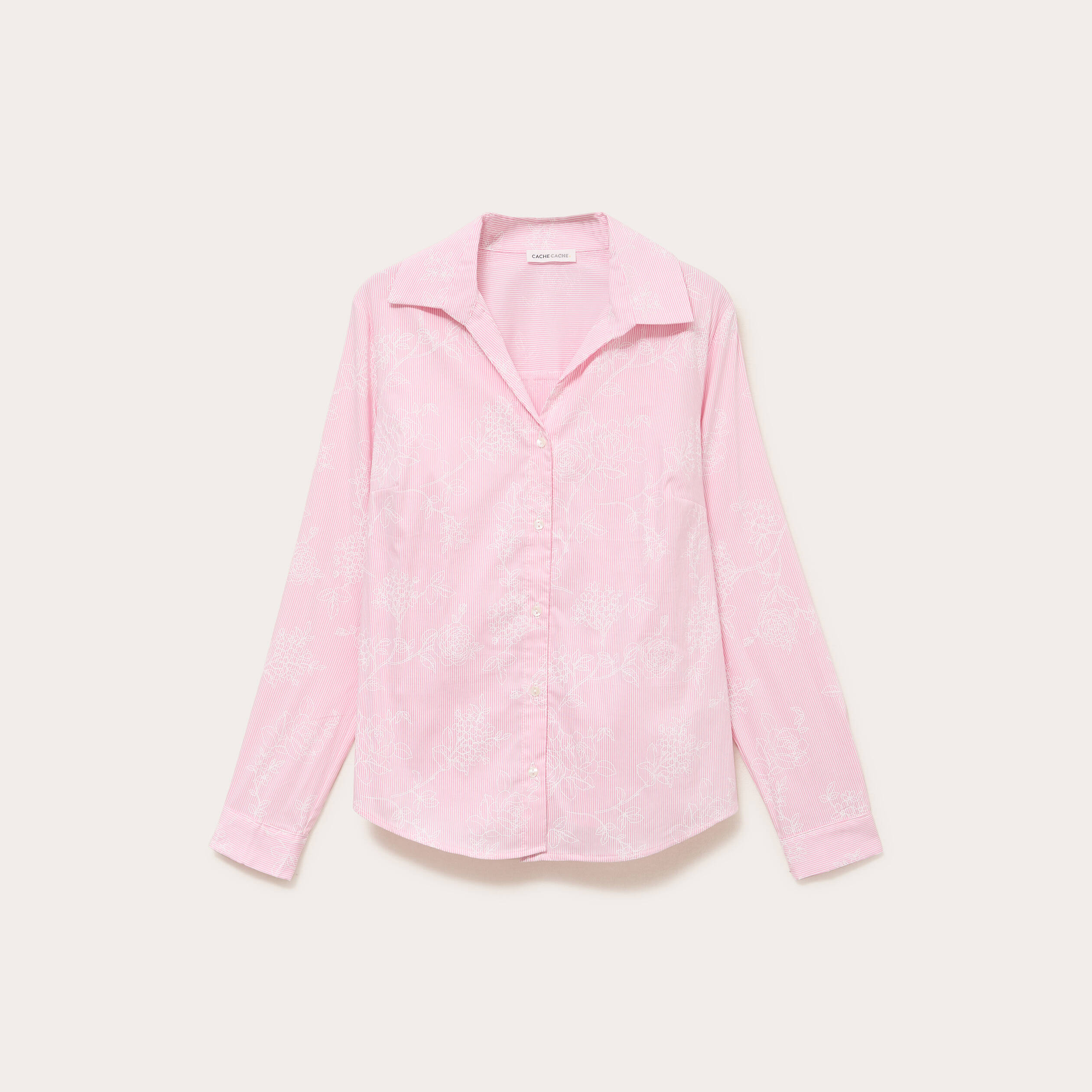 Chemise droite courte col classique rose femme | Vibs