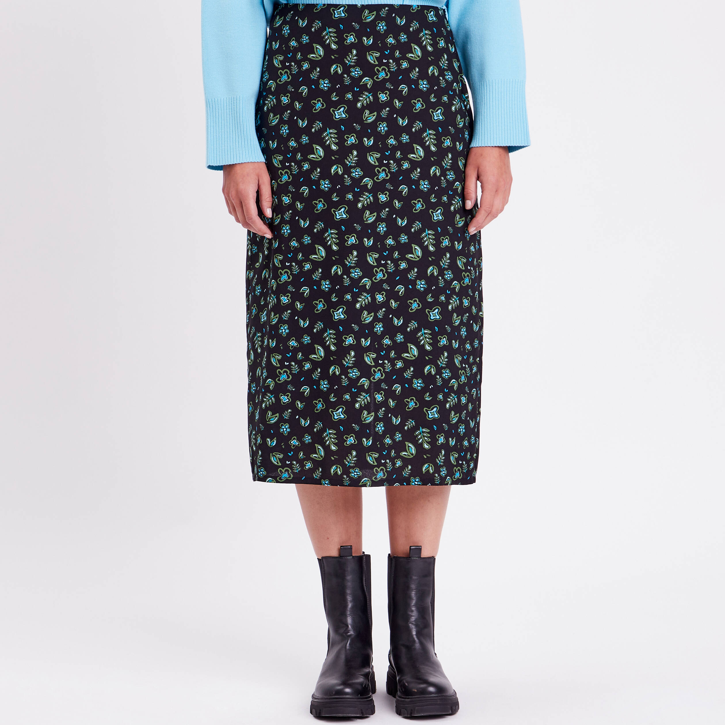 Jupe midi droite noir femme | Vibs