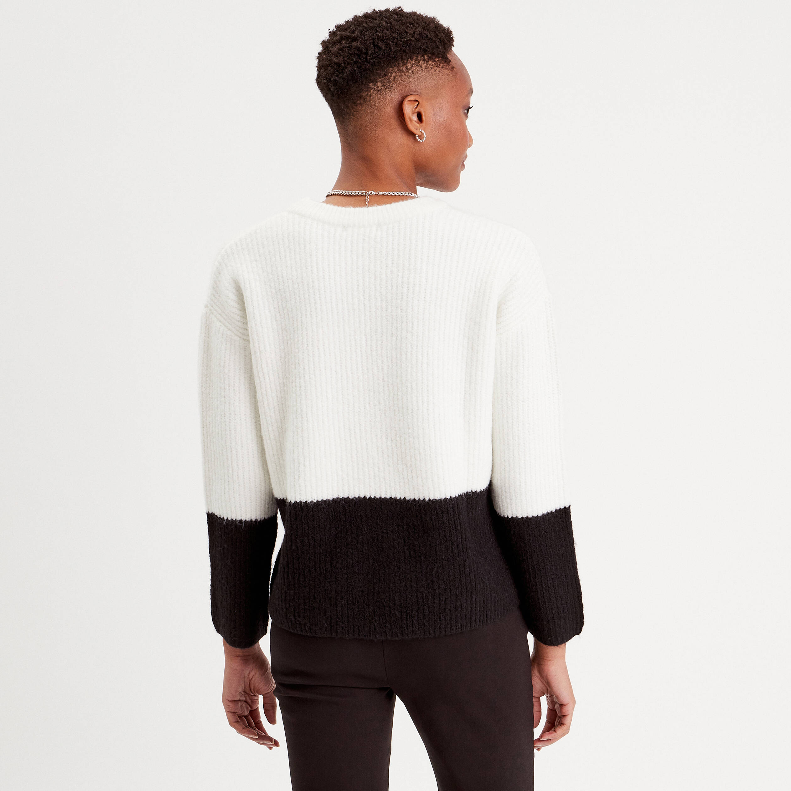 Pull col rond manches longues ecru femme | Vibs