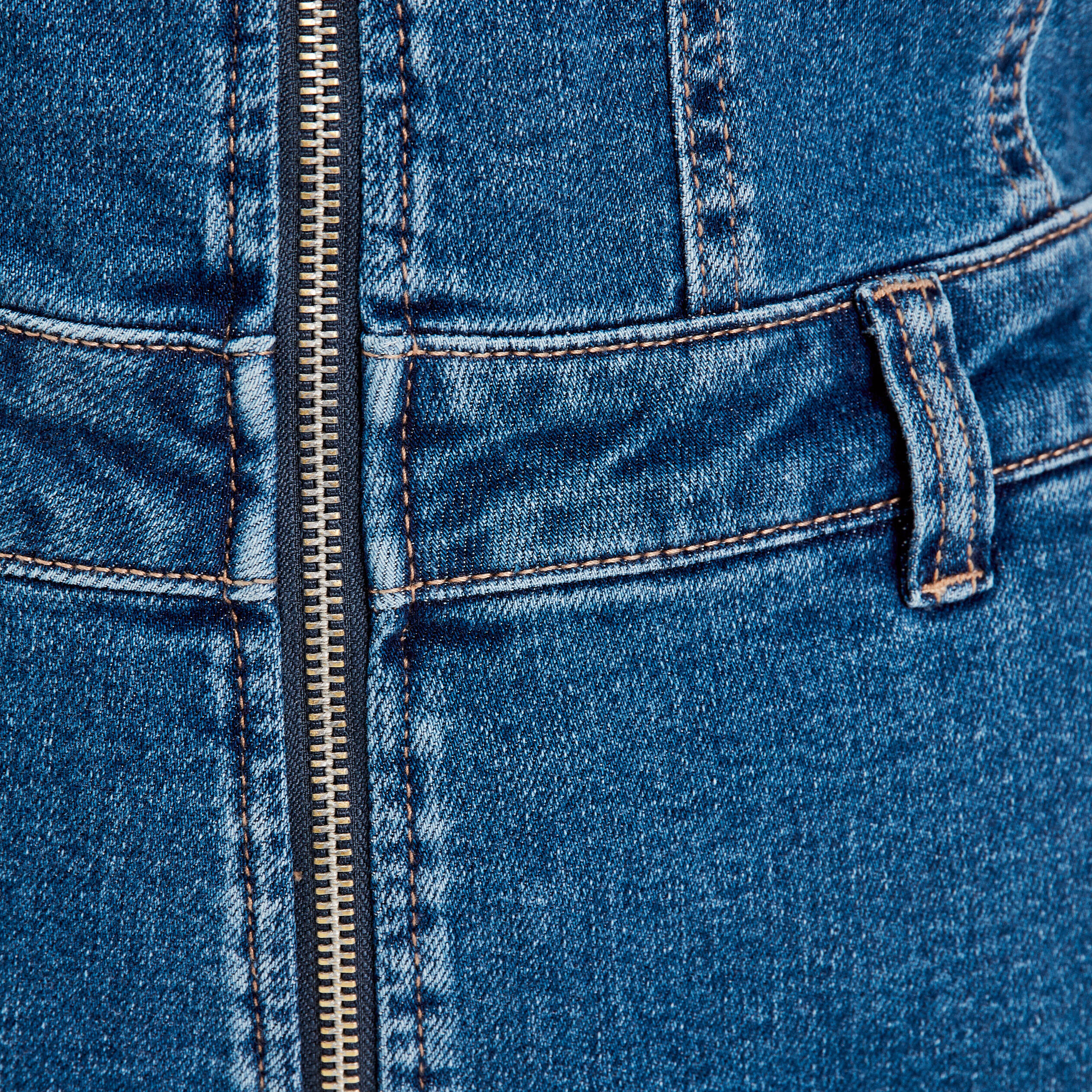 Combishort zippée en jean denim double stone femme | Vibs