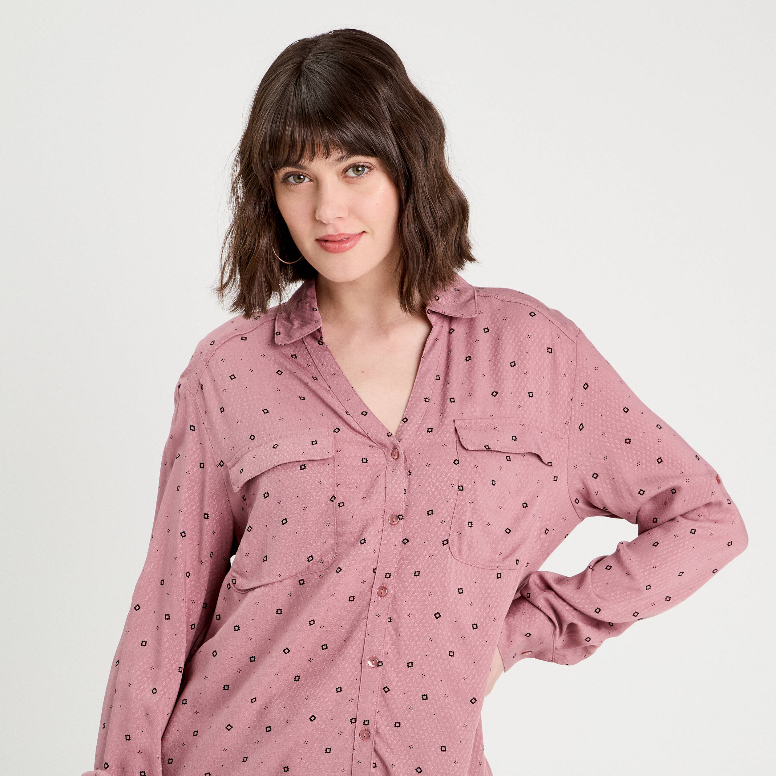 Chemise manches longues rose femme | Vibs