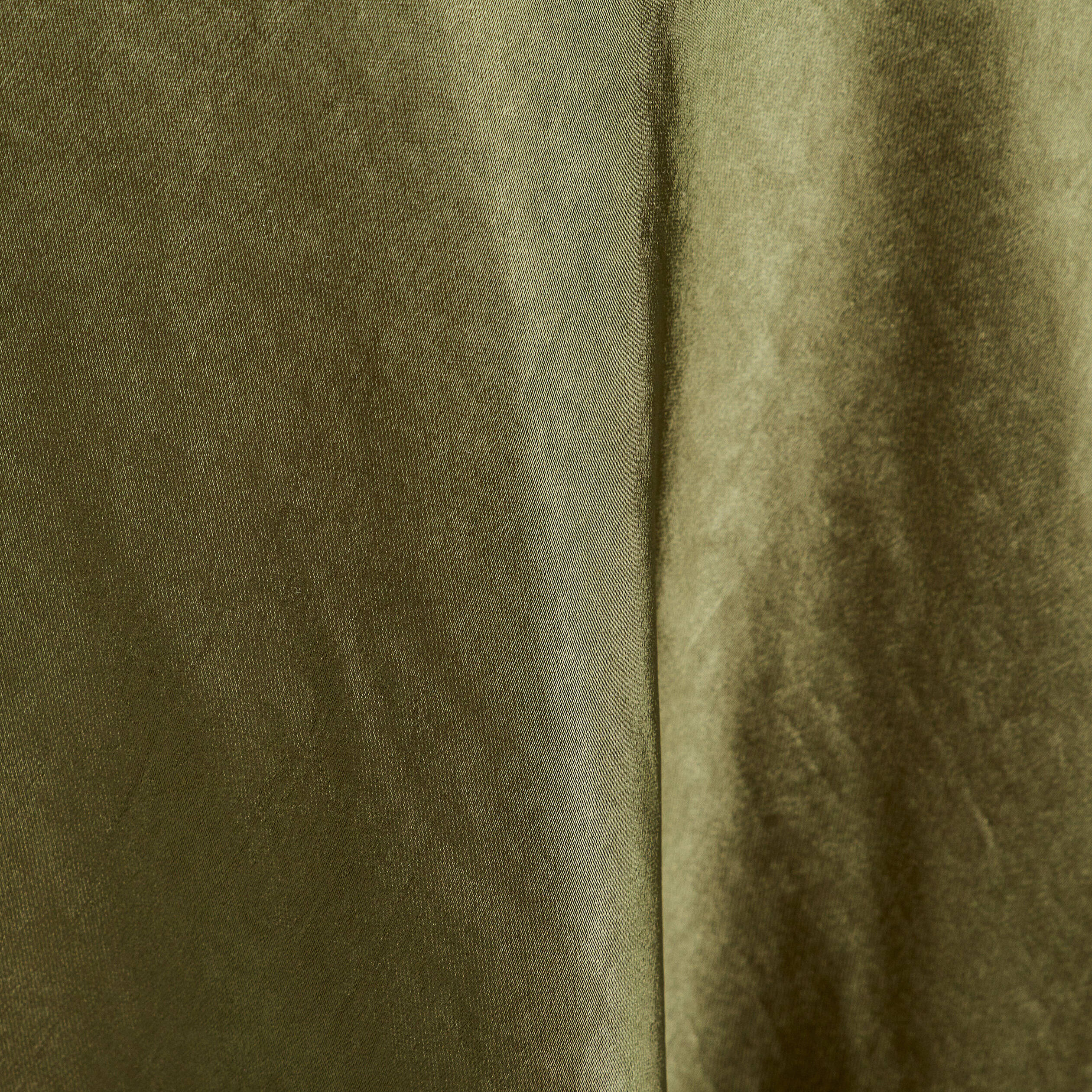 Jupe midi droite satin vert kaki femme | Vibs