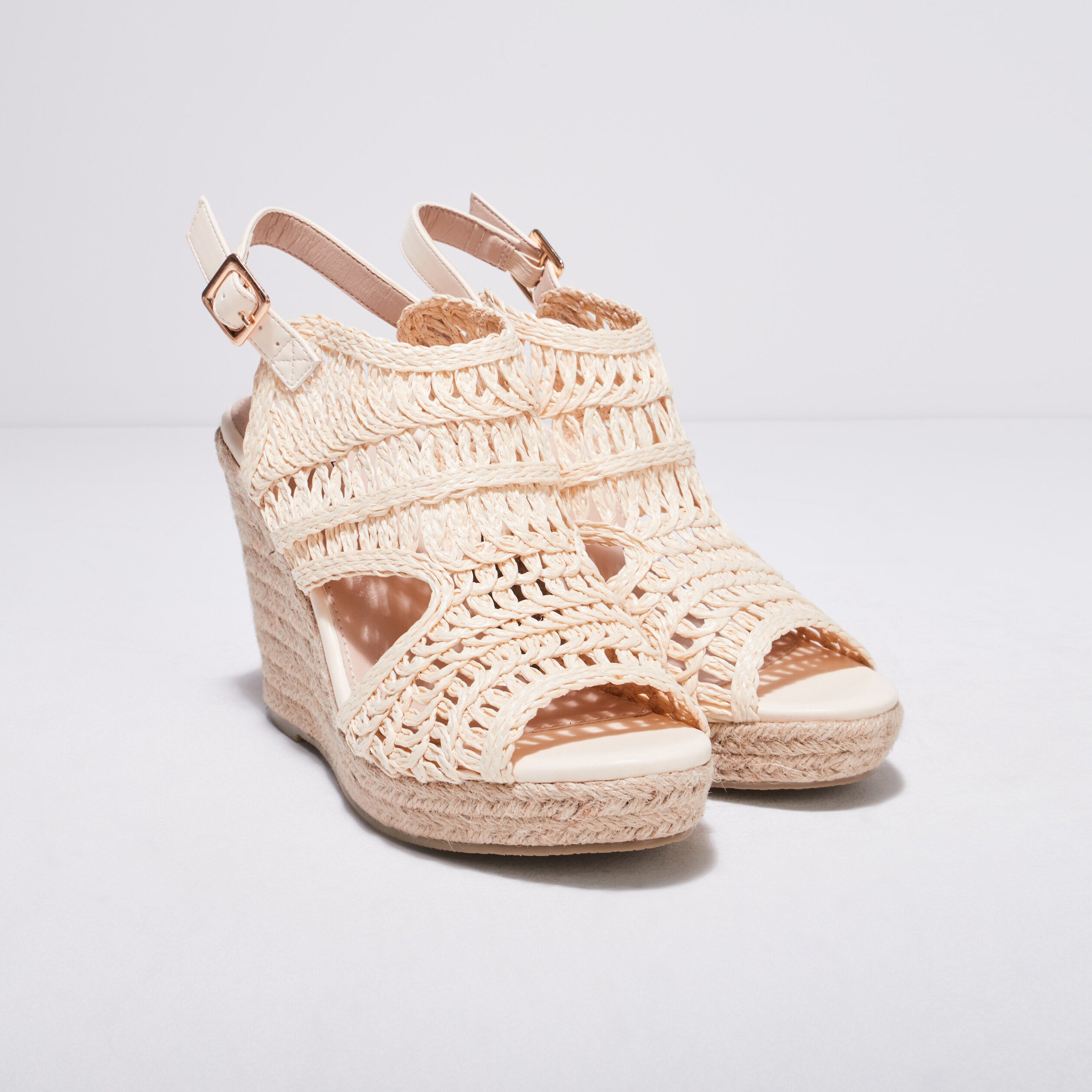 Sandales avec talons compensés ivoire femme | Vibs