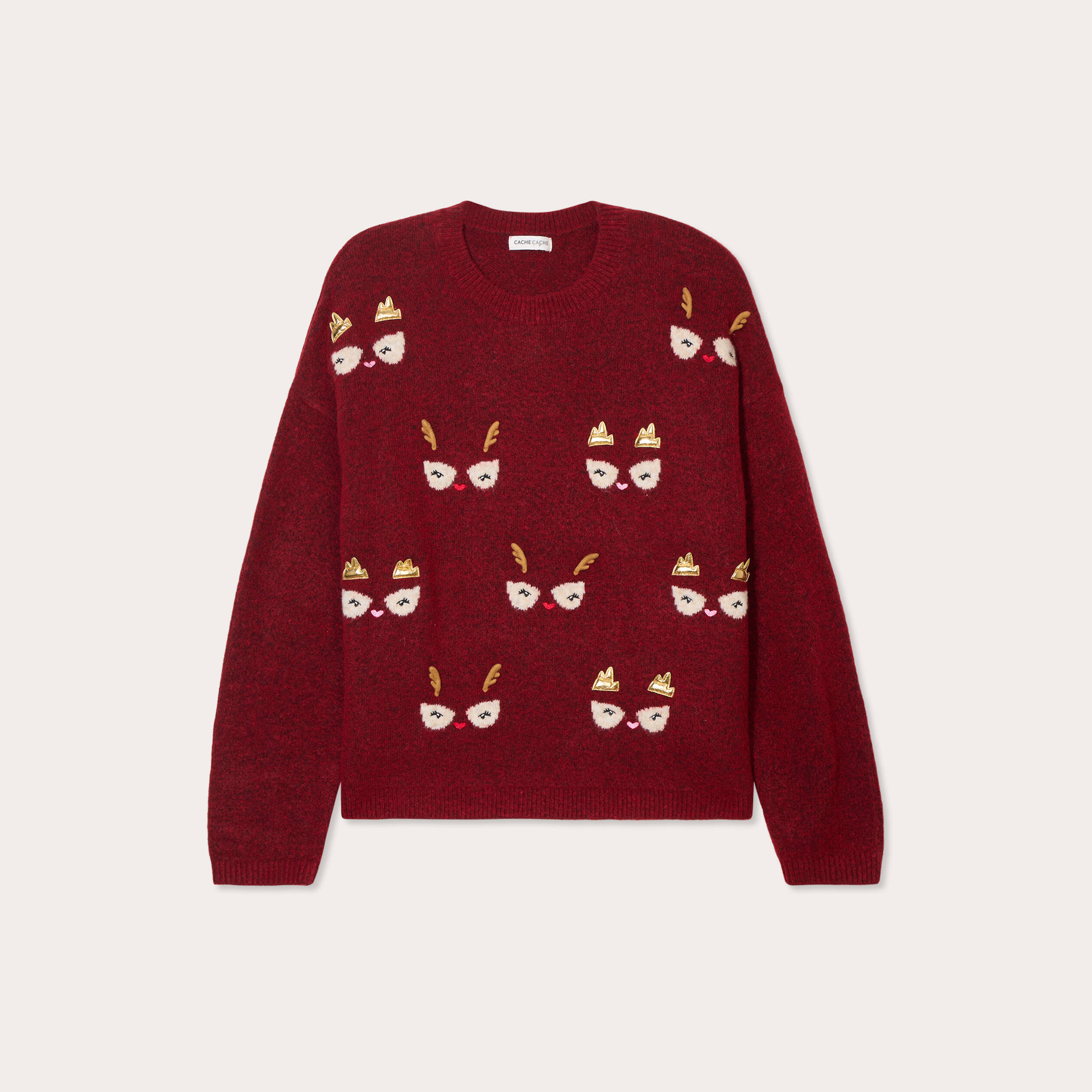 Pull manches longues rouge femme | Vibs