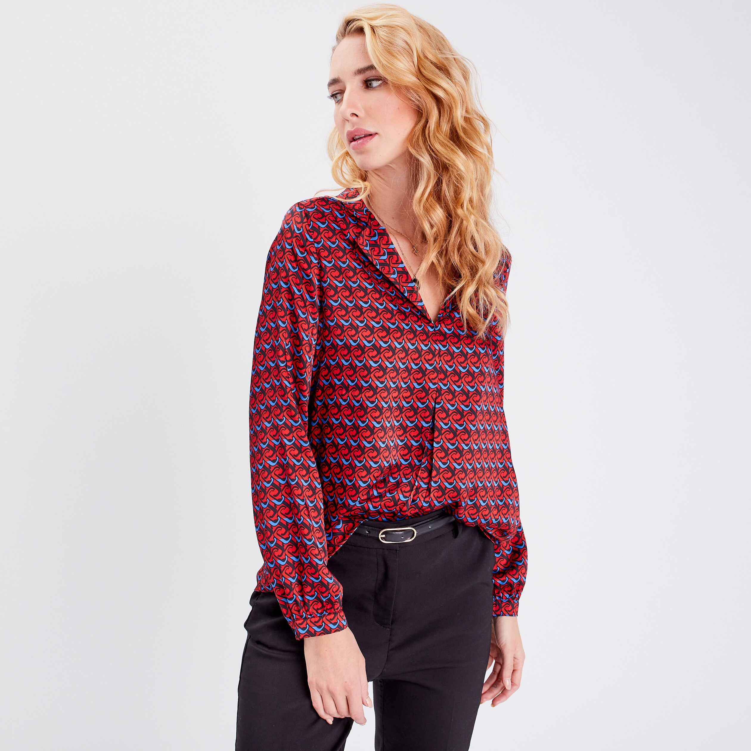 Blouse manches longues rouge femme | Vibs