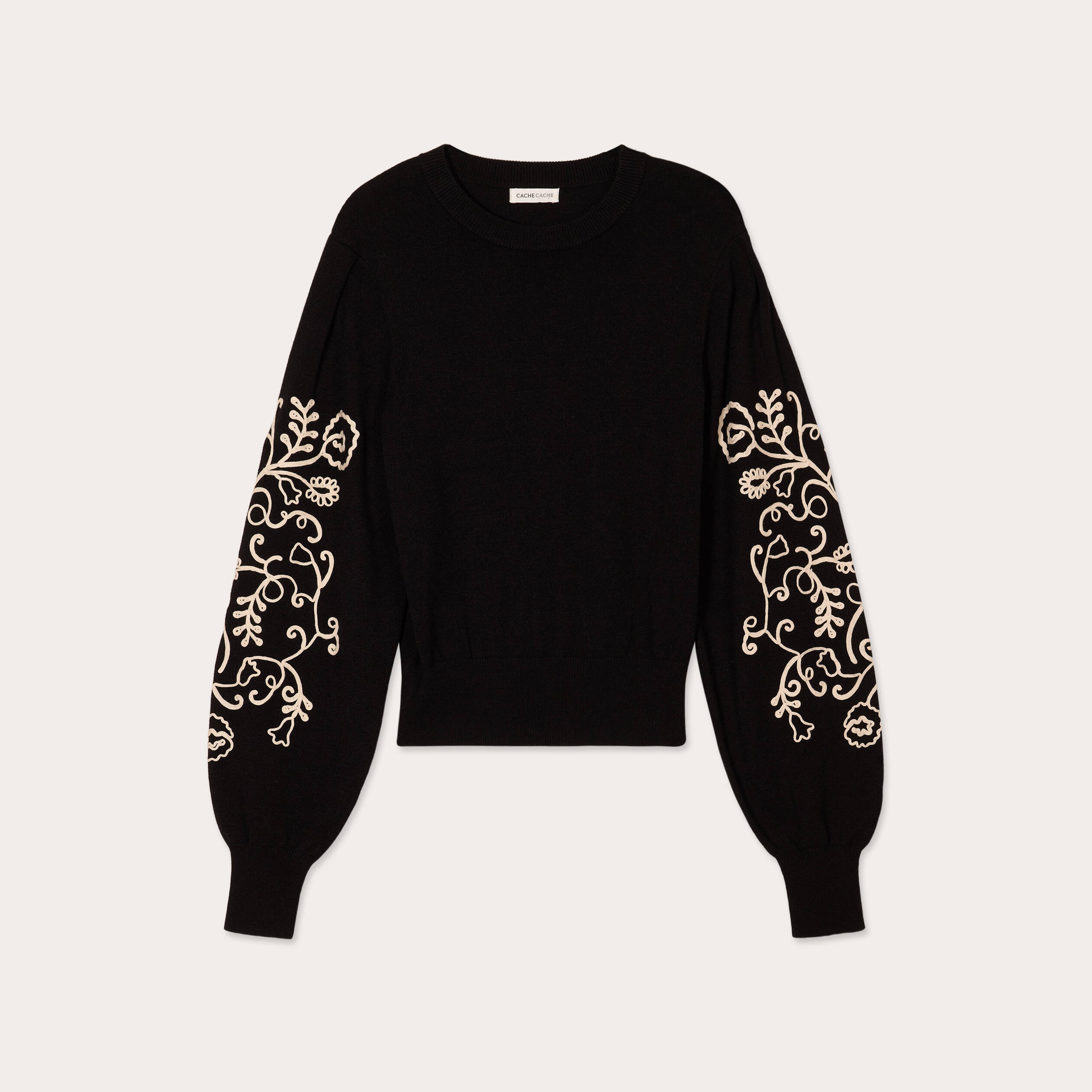 Pull avec broderie noir femme | Vibs