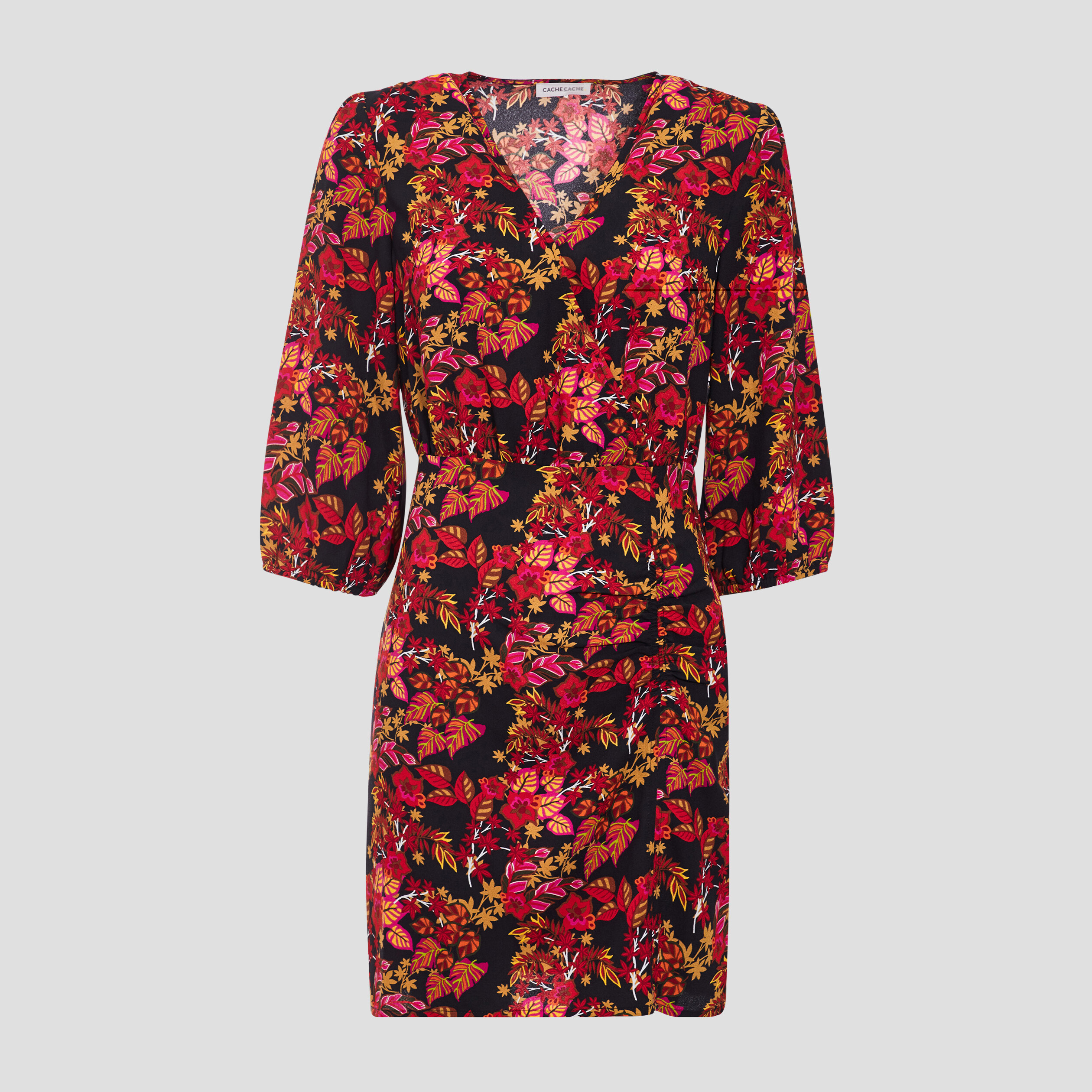 Robe droite manches 3/4 noir femme | Vibs