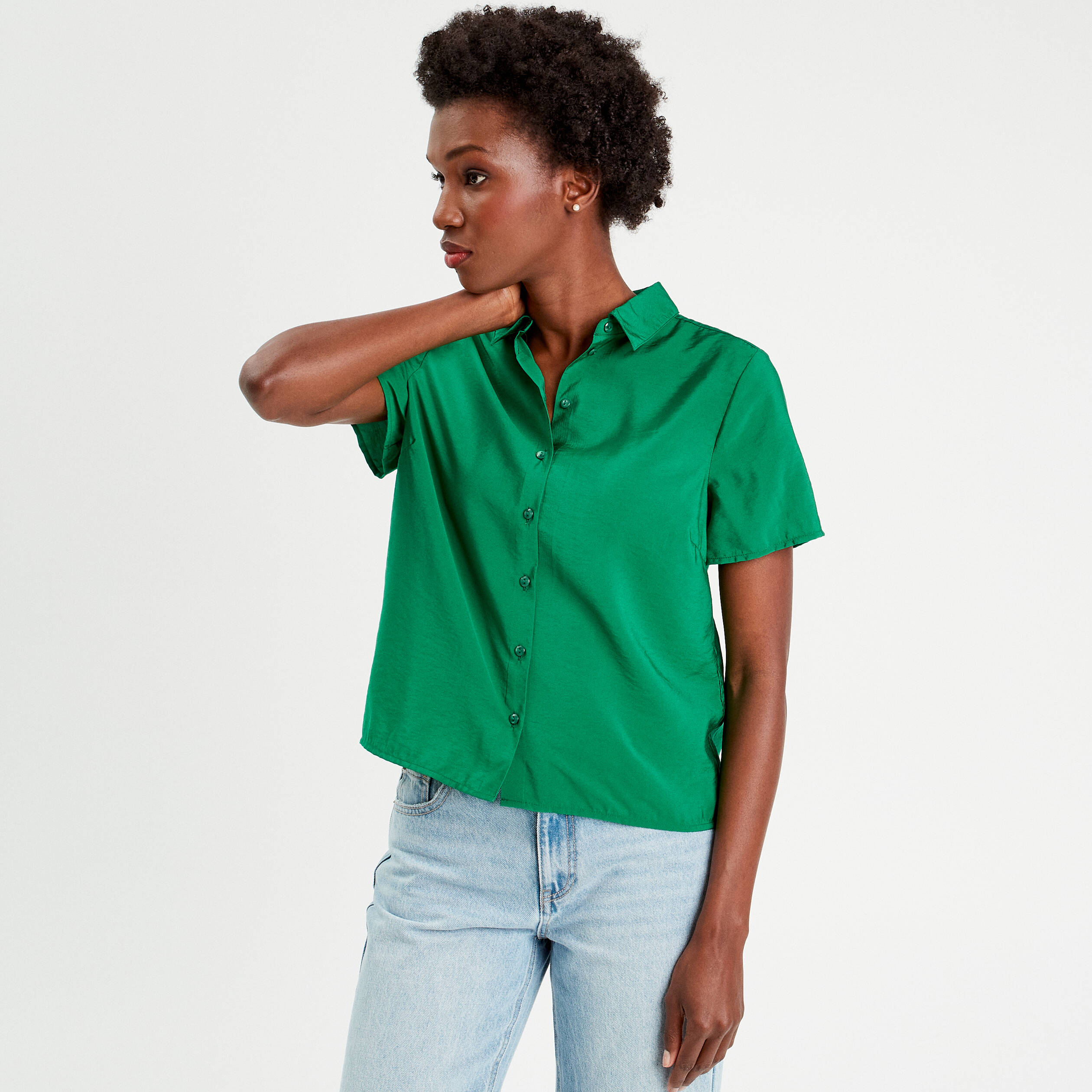 Chemise Manches Courtes Vert émeraude Femme Vibs