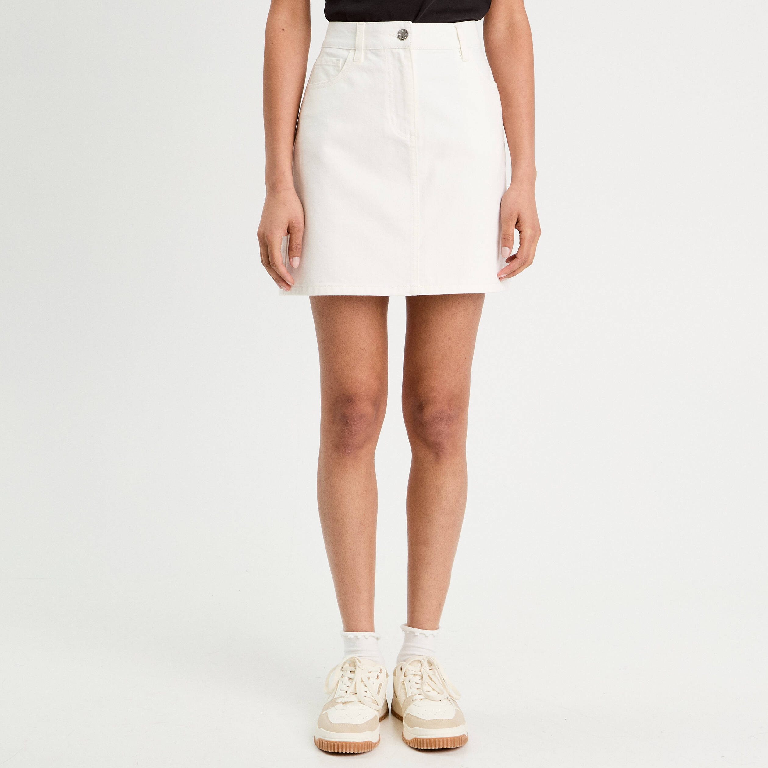 Jupe trapèze en jean ecru femme | Vibs