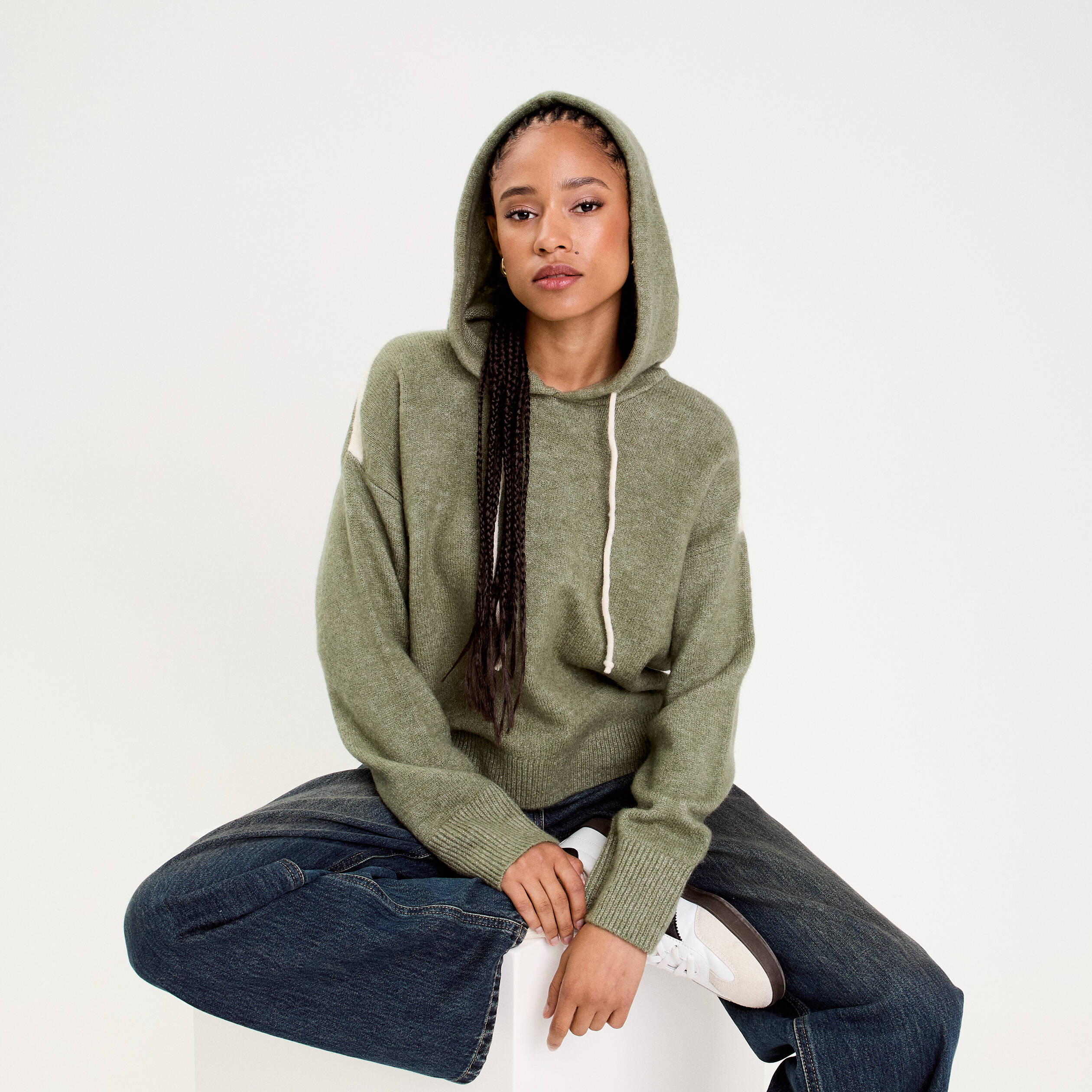 Pull à capuche vert kaki femme | Vibs