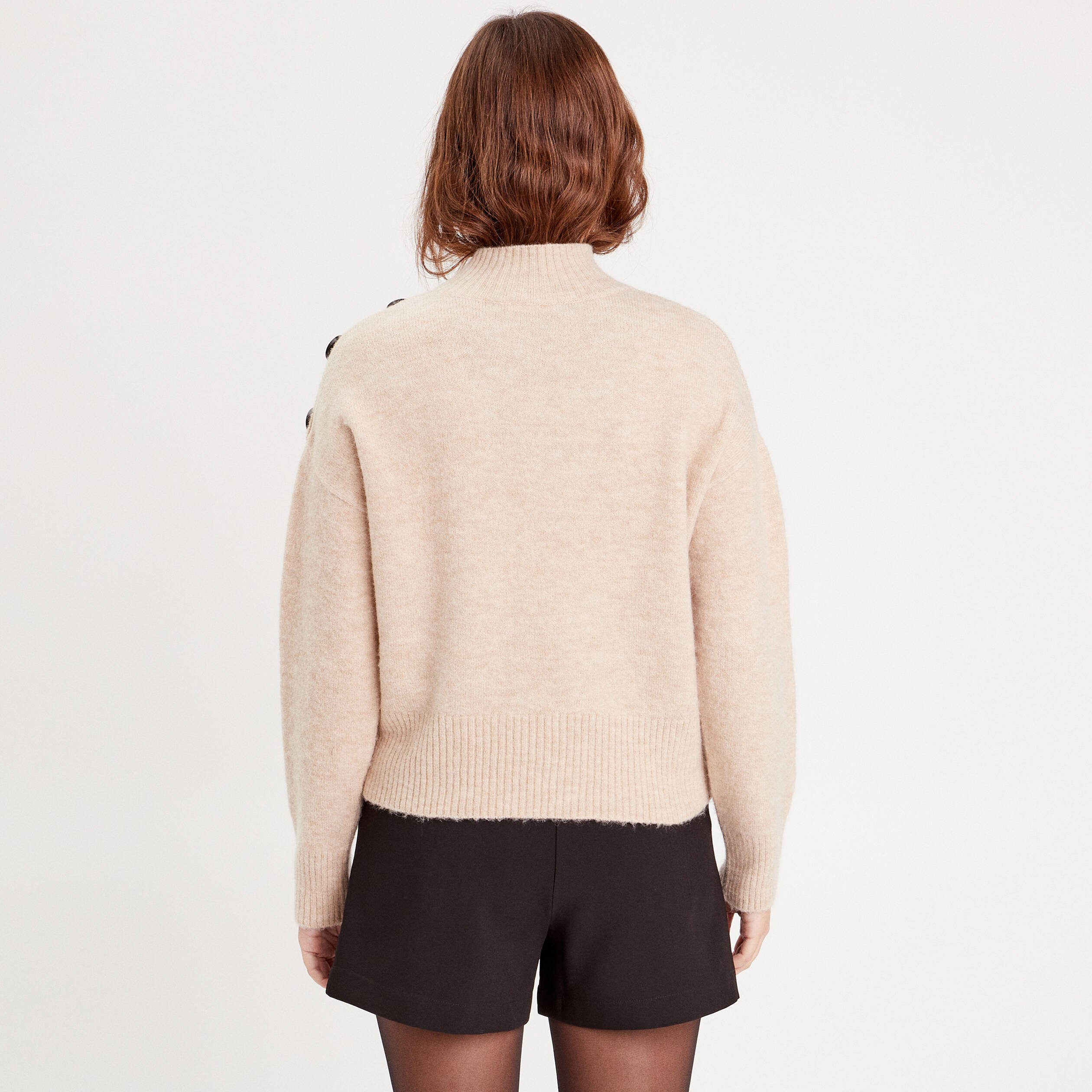 Pull col montant ecru femme | Vibs
