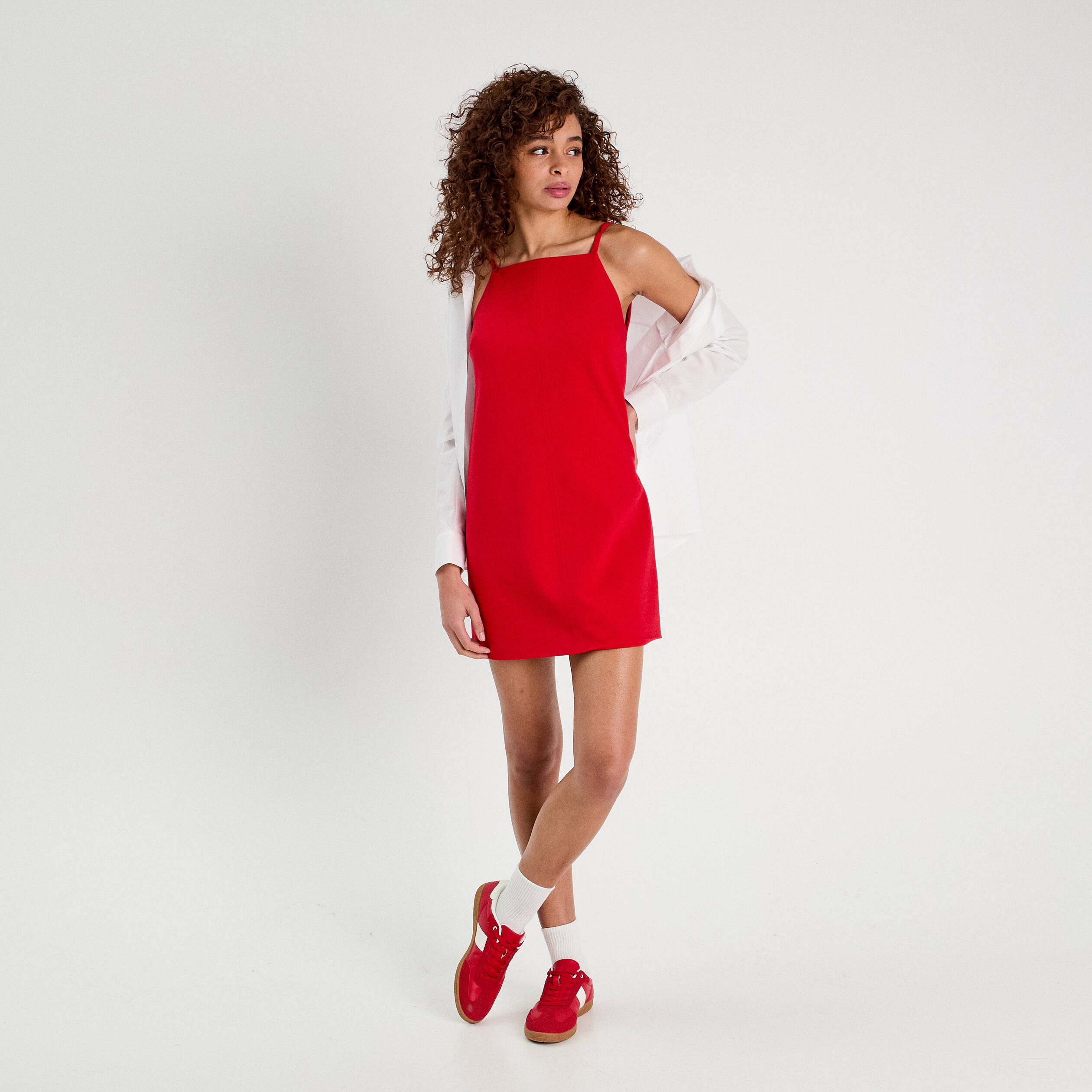 Robe droite bretelles fines rouge femme | Vibs