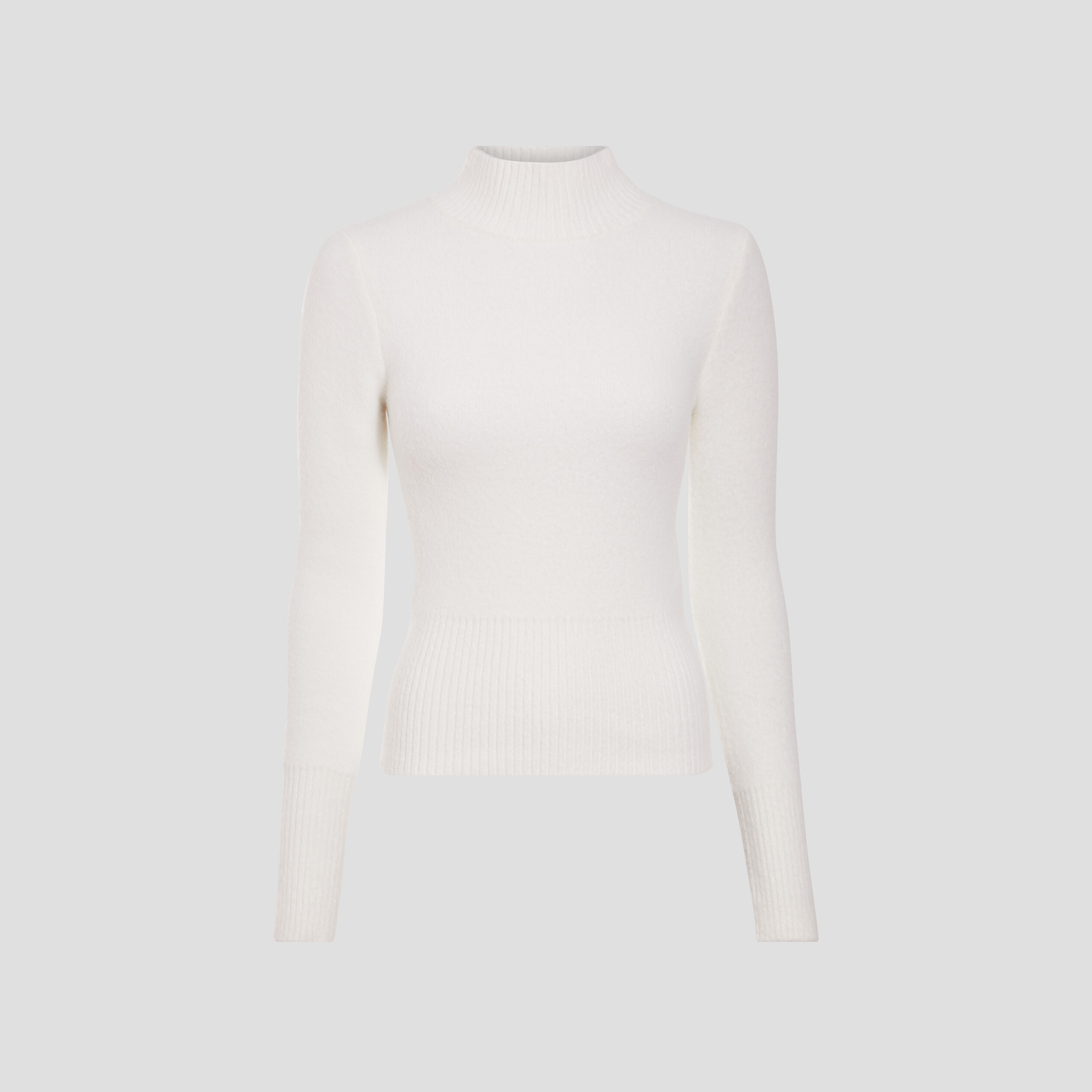 Pull avec col montant ecru femme | Vibs