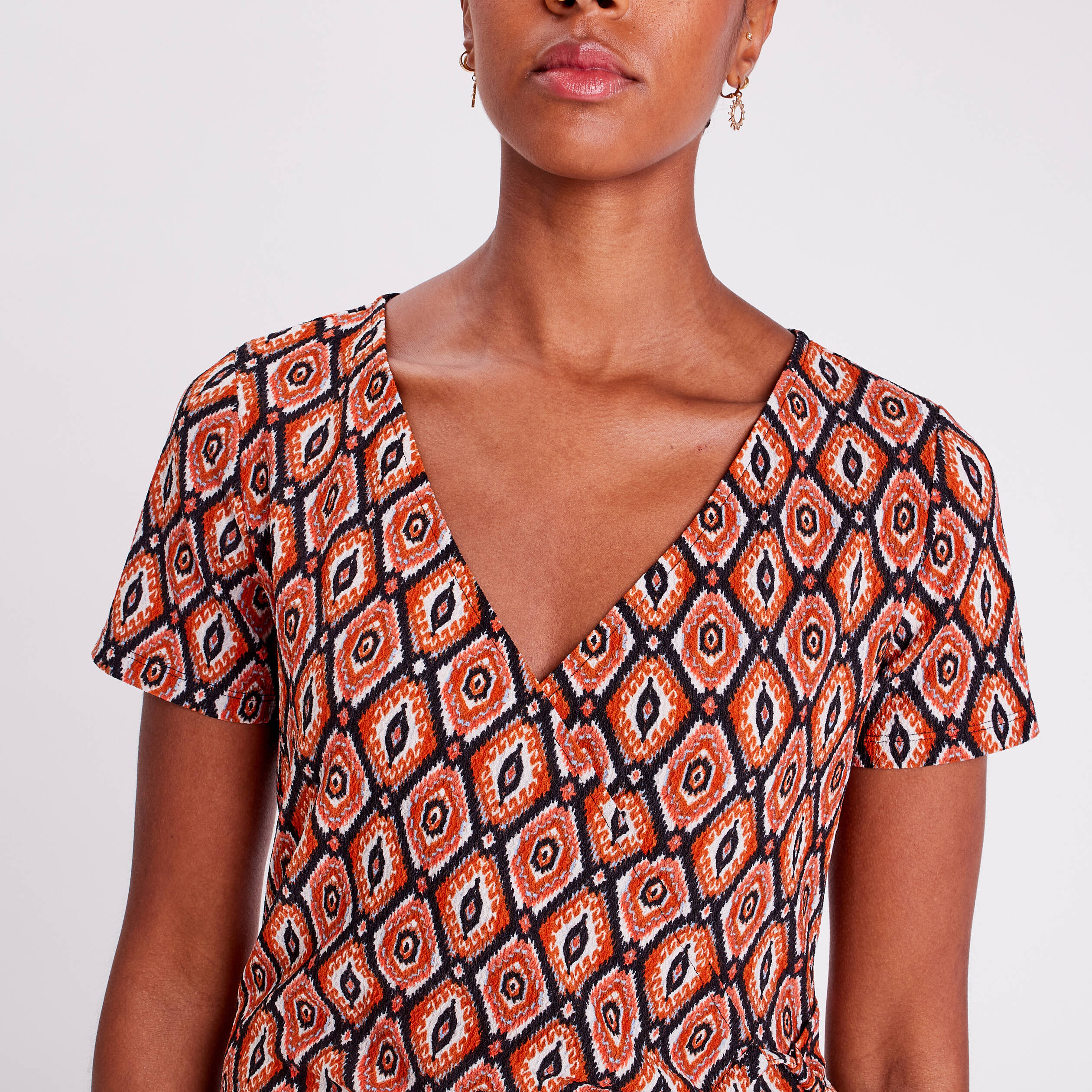 T-shirt cache-coeur noué beige femme | Vibs