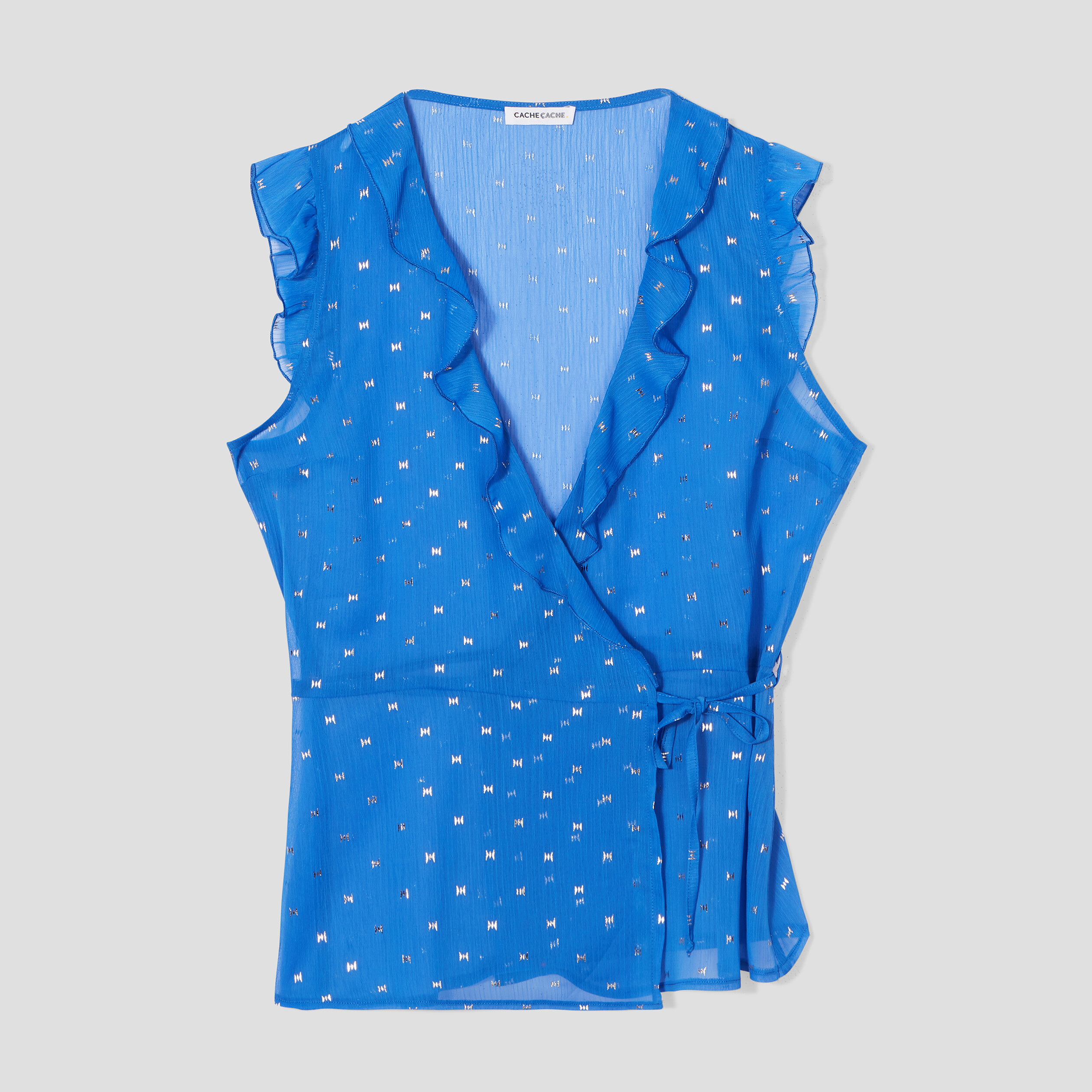 Blouse col cache-coeur bleu roi femme | Vibs