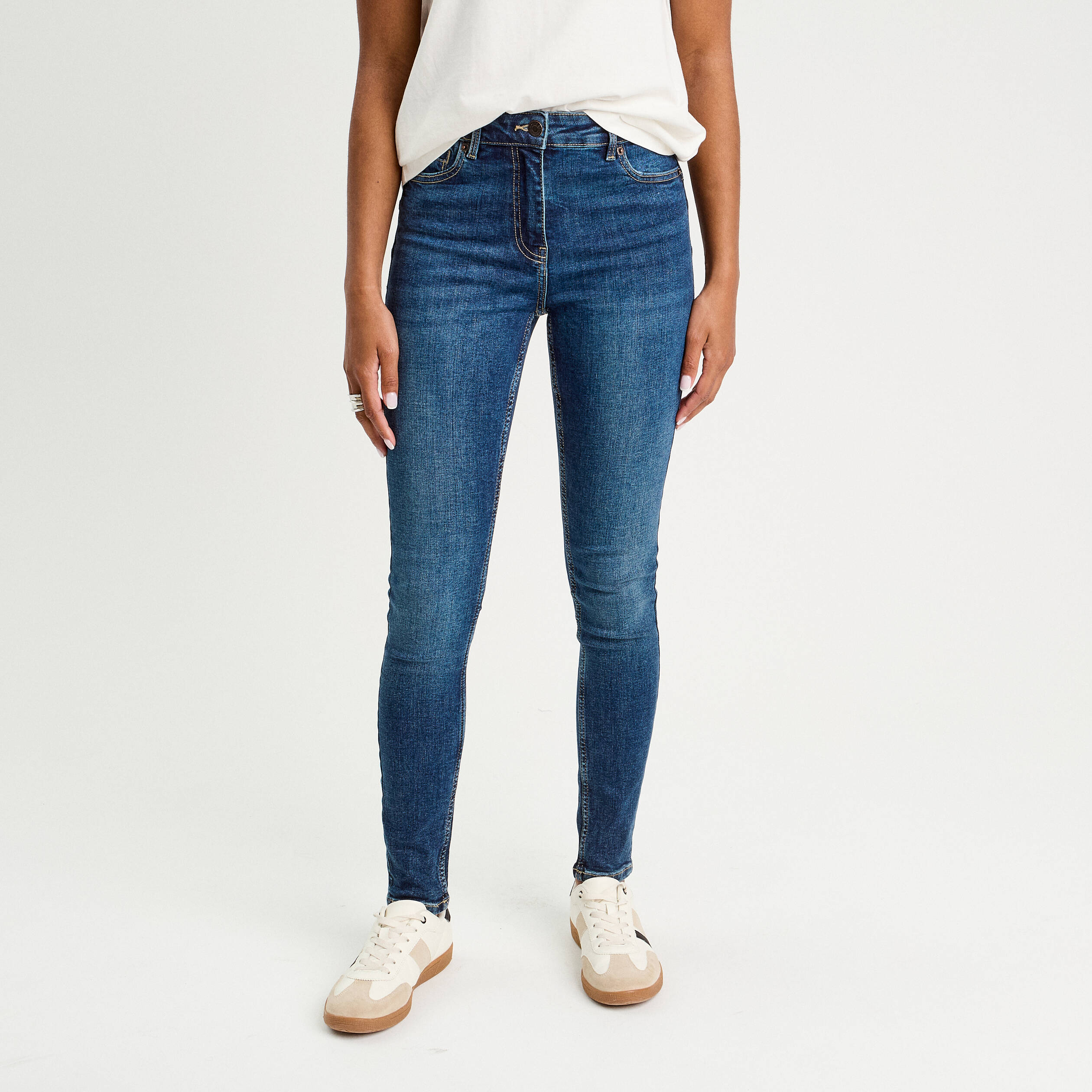 Jean skinny push-up taille standard denim stone femme | Vibs