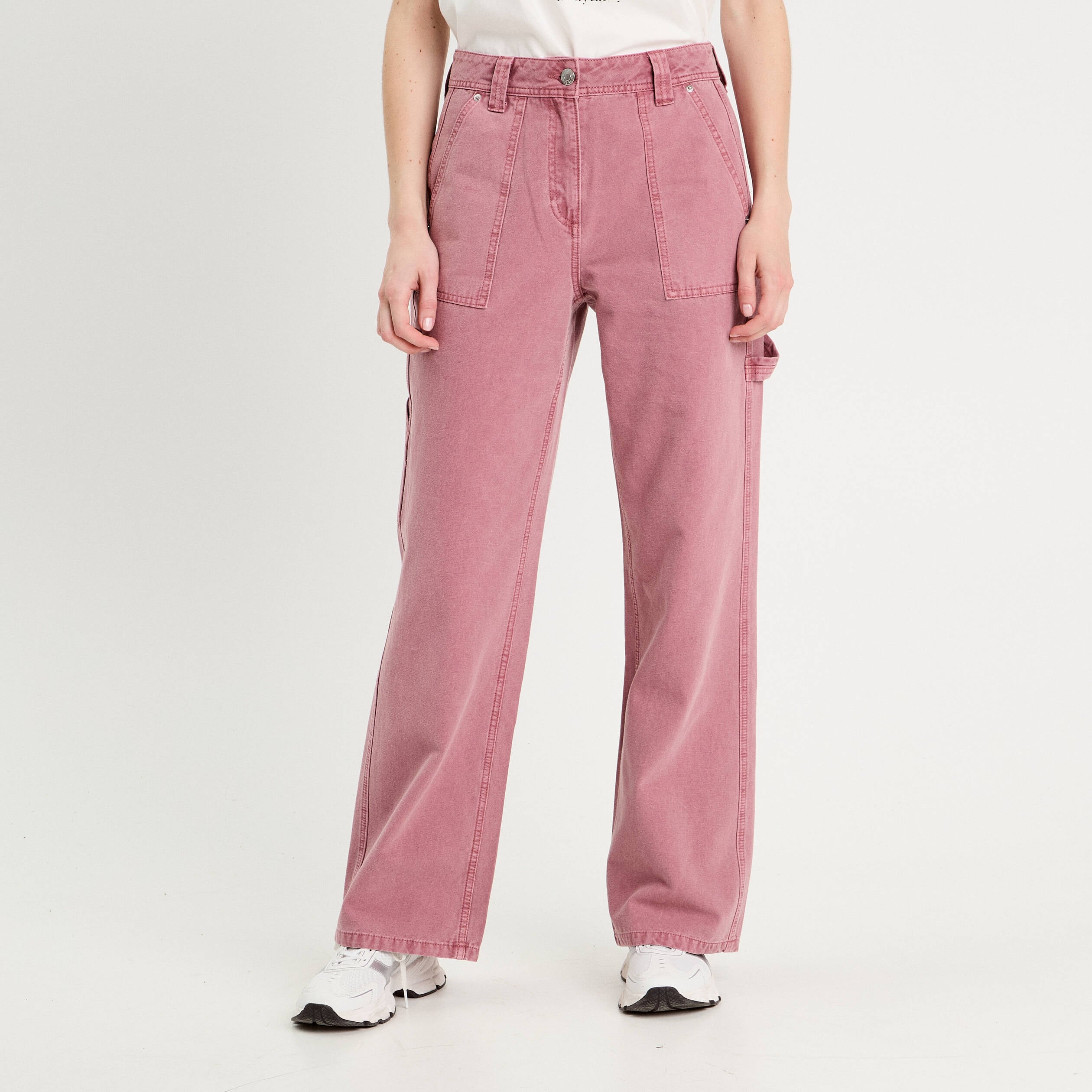Jean wide leg carpenter vieux rose femme | Vibs